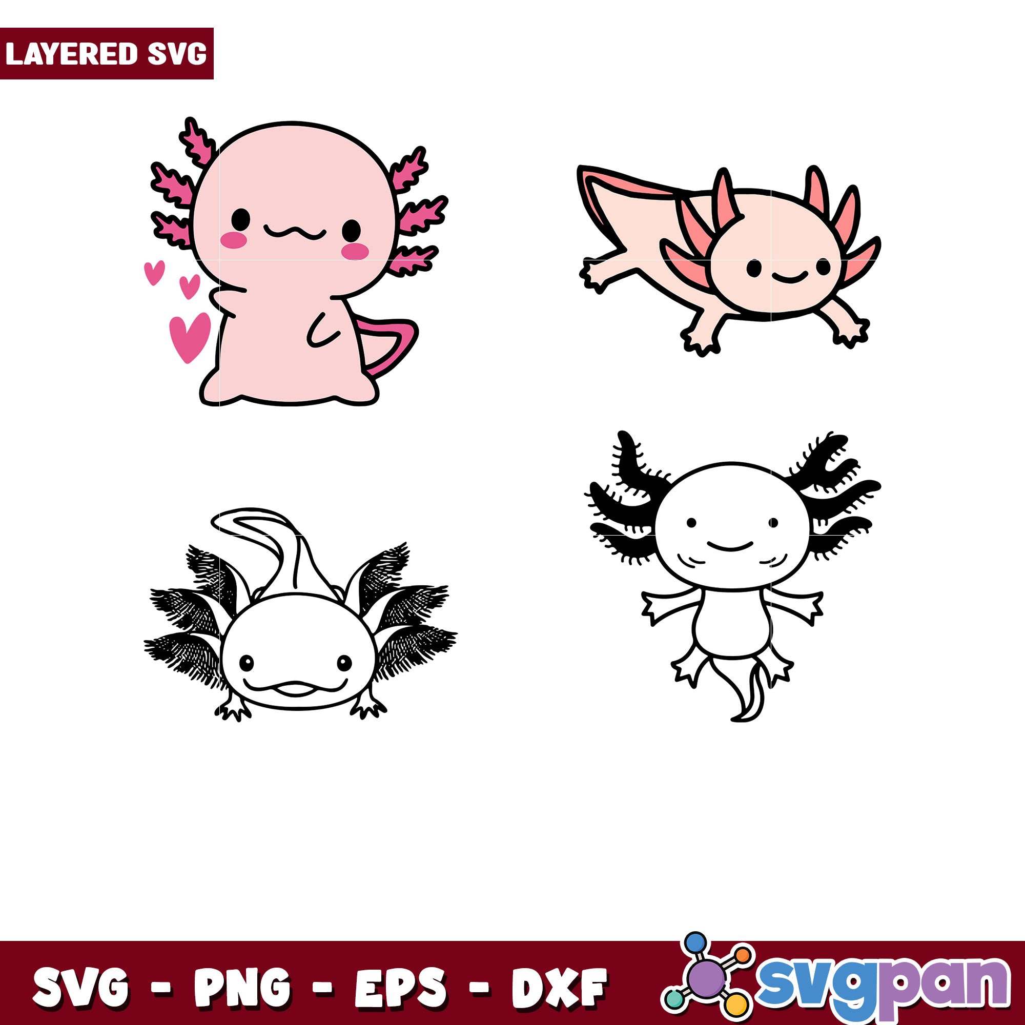 Cute Axolotl SVG Bundle – svgpan