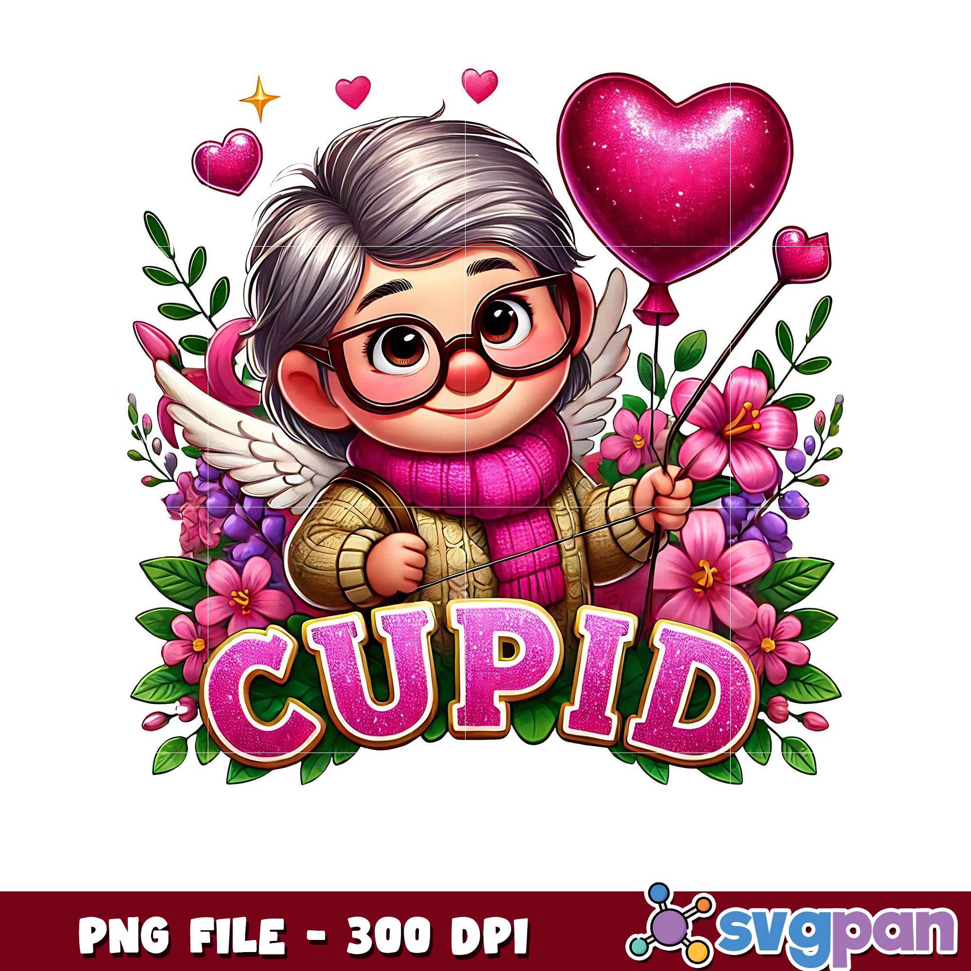 Cute Cupid character with balloons, perfect for stickers – svgpan