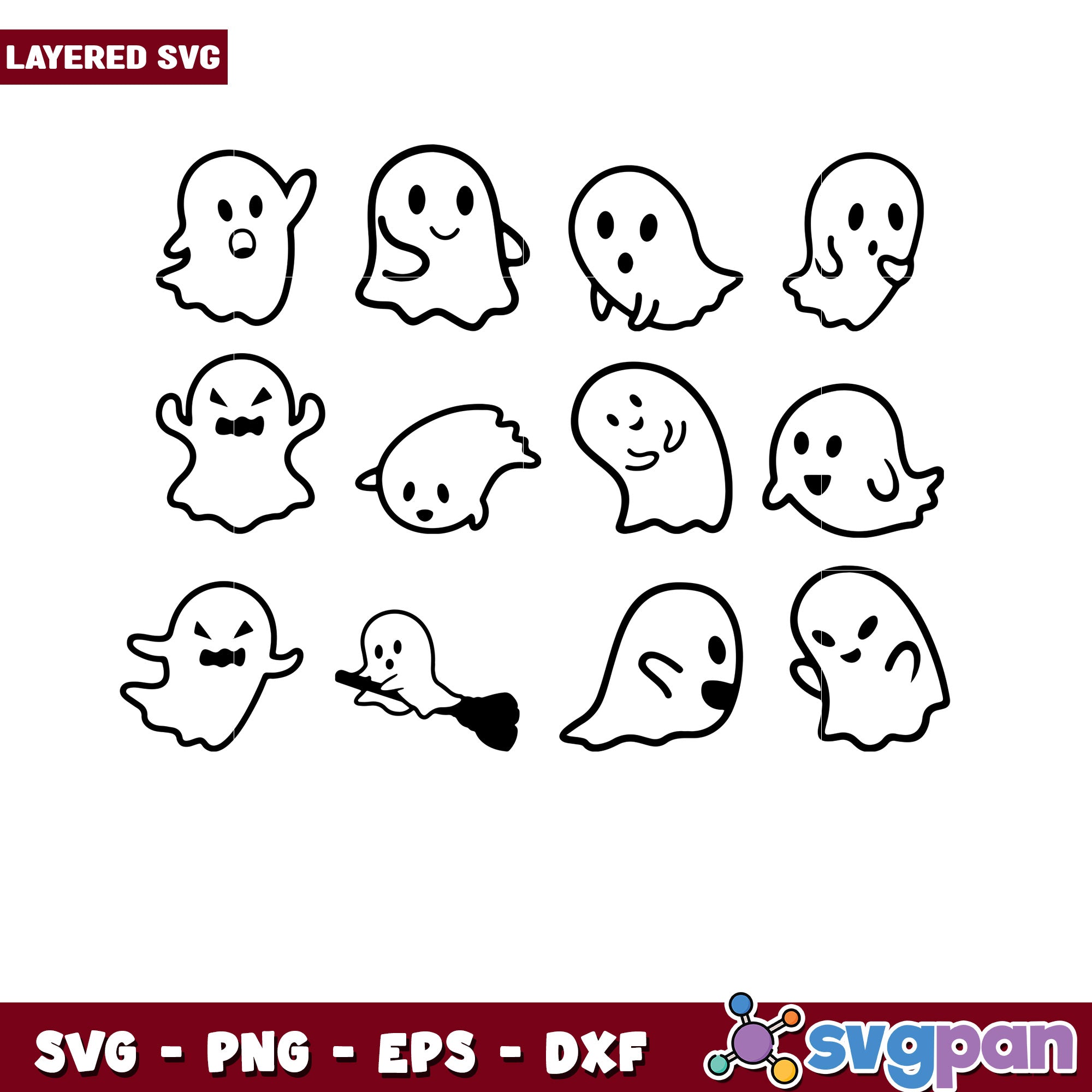 Cute Ghost SVG Bundle – svgpan