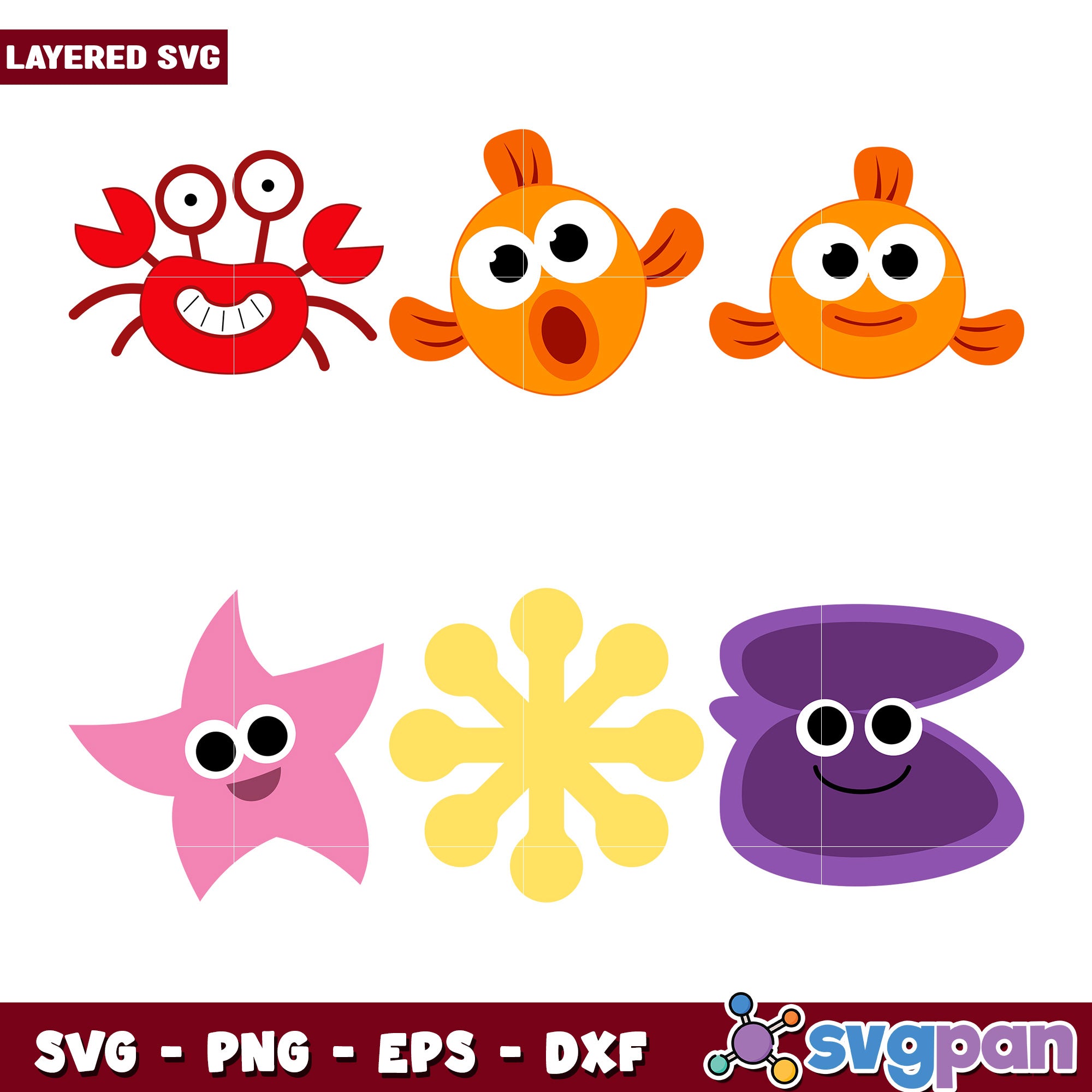 Cute Sea Creatures SVG Bundle – svgpan
