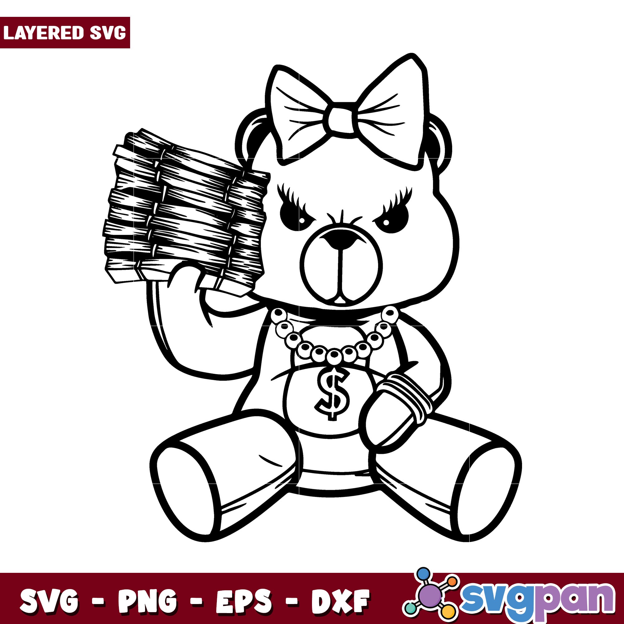 Cute money bear SVG design, perfect for crafting and decorating – svgpan