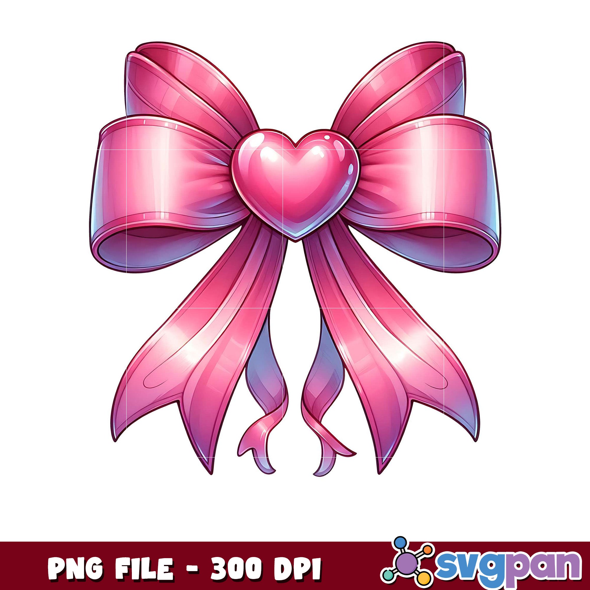 Cute pink bow with heart design, perfect for crafts use – svgpan