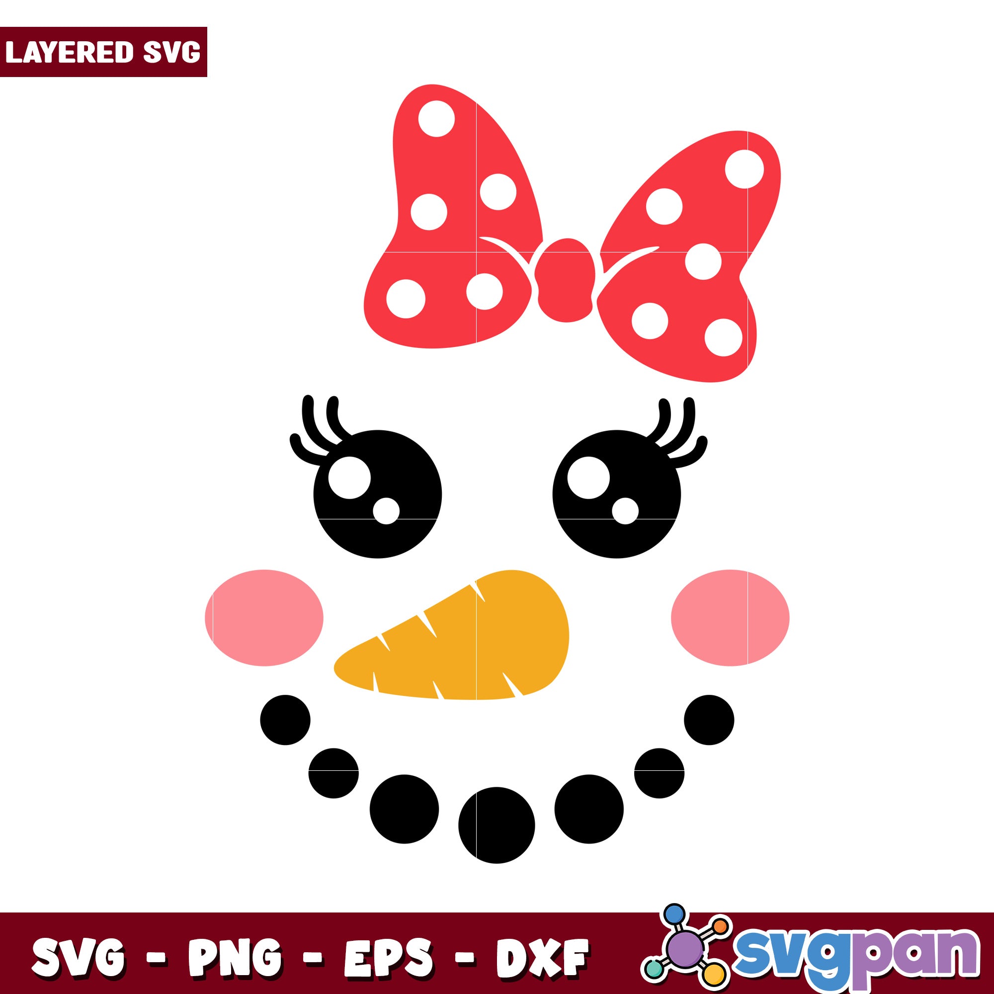 Cute snowman face design for crafts, perfect for holiday projects – svgpan