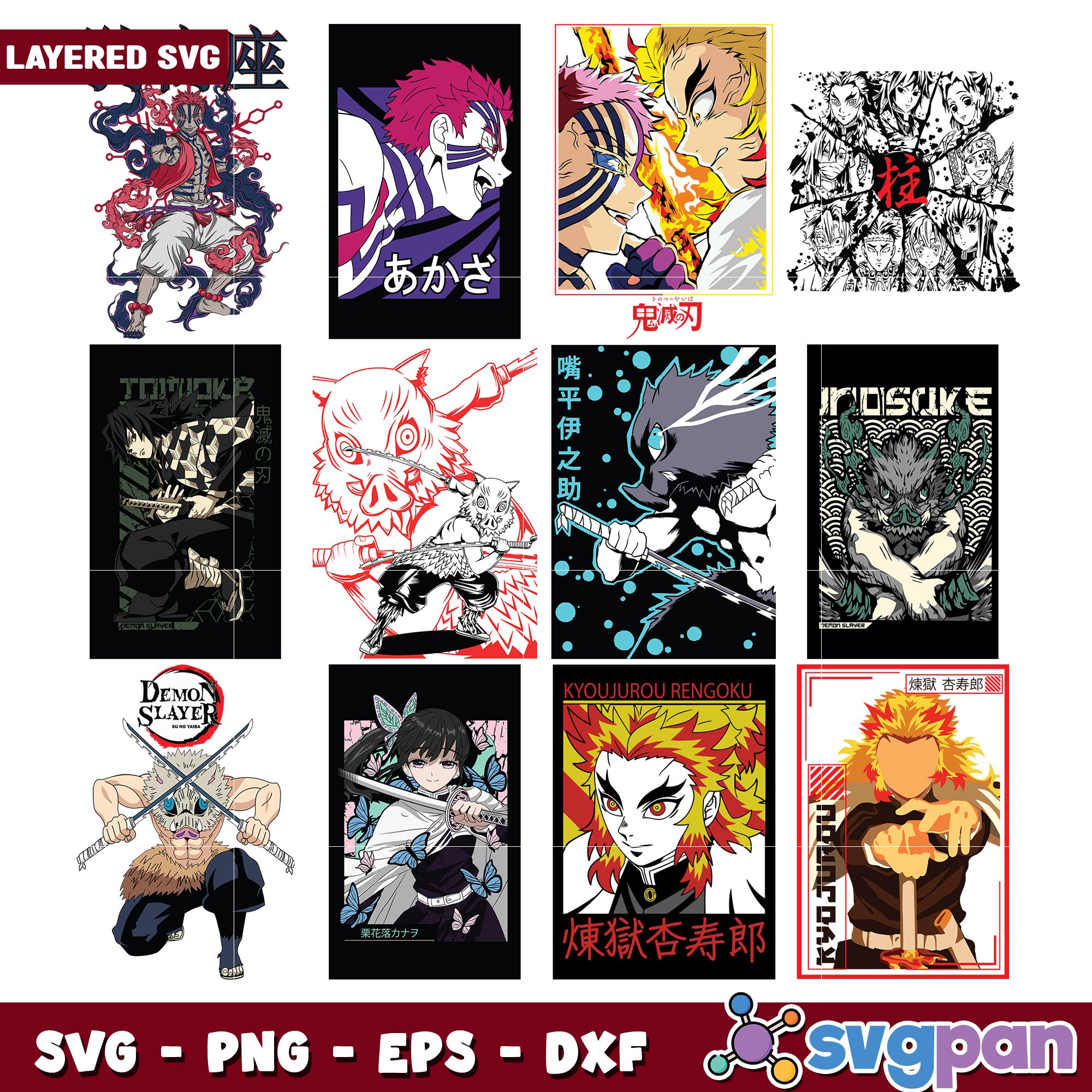 Demon Slayer Layered SVG Bundle for Creative Design – svgpan