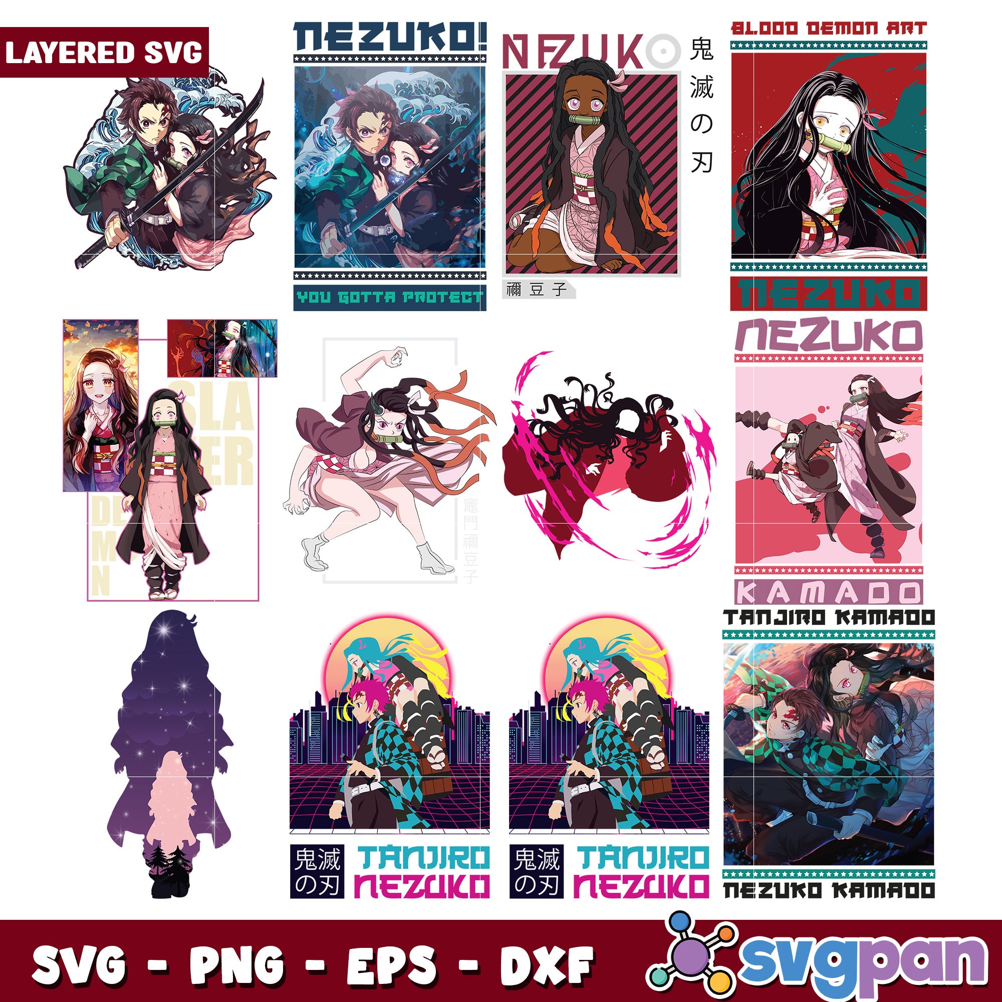 Demon Slayer Nezuko Kamado SVG Bundle – svgpan