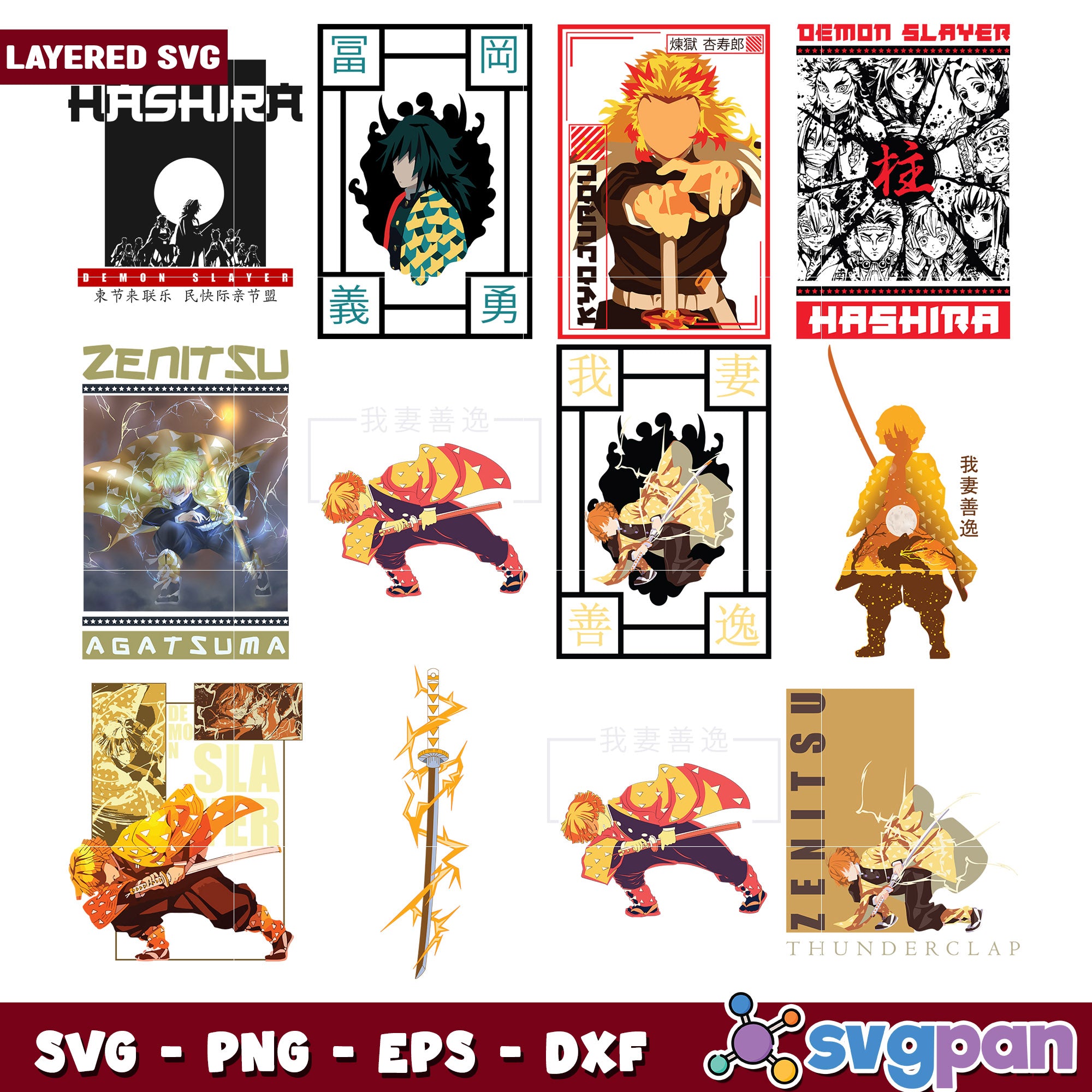 Demon Slayer Zenitsu SVG Bundle – svgpan