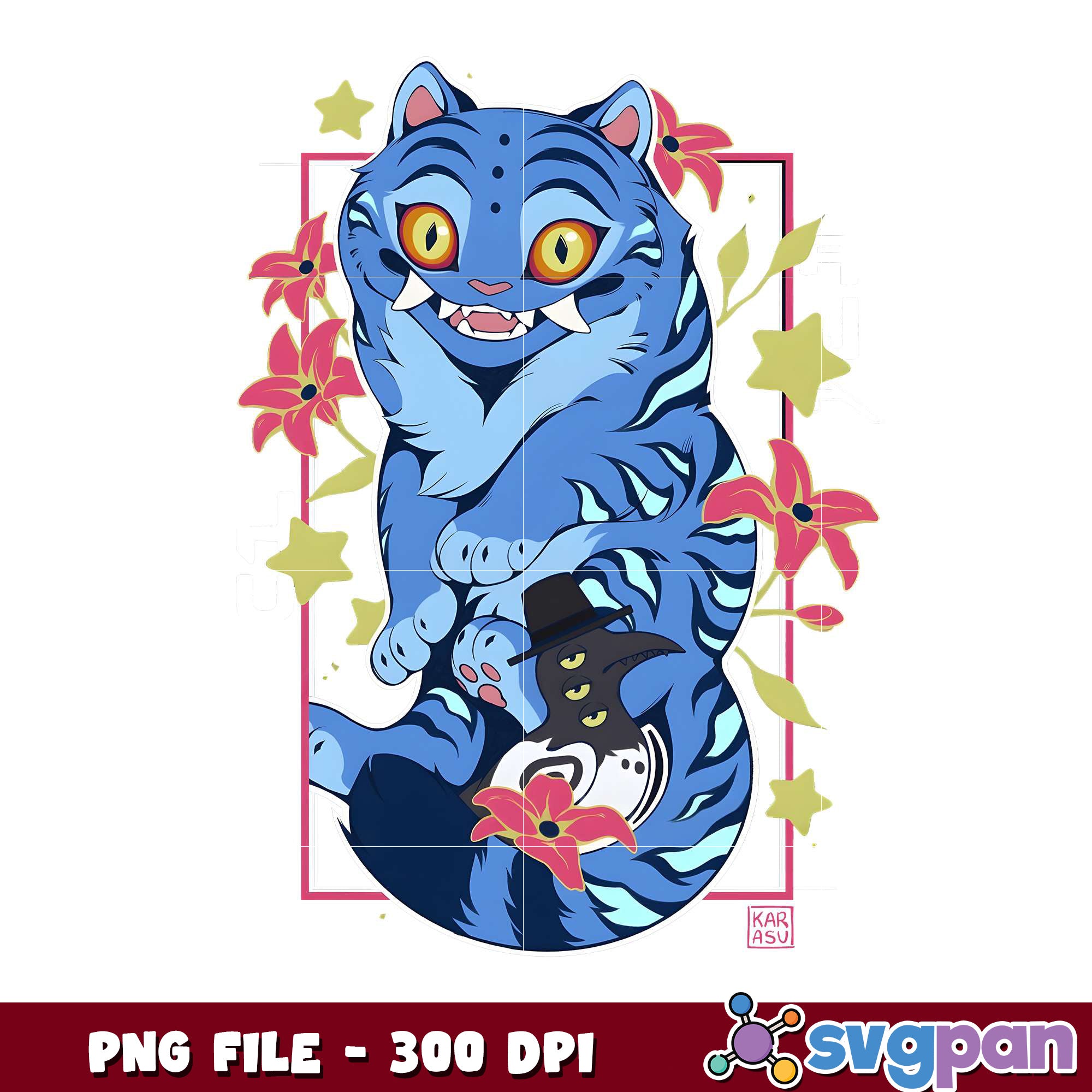 Derpy blue tiger black design png, kpop artist png, kpop cartoon chara ...