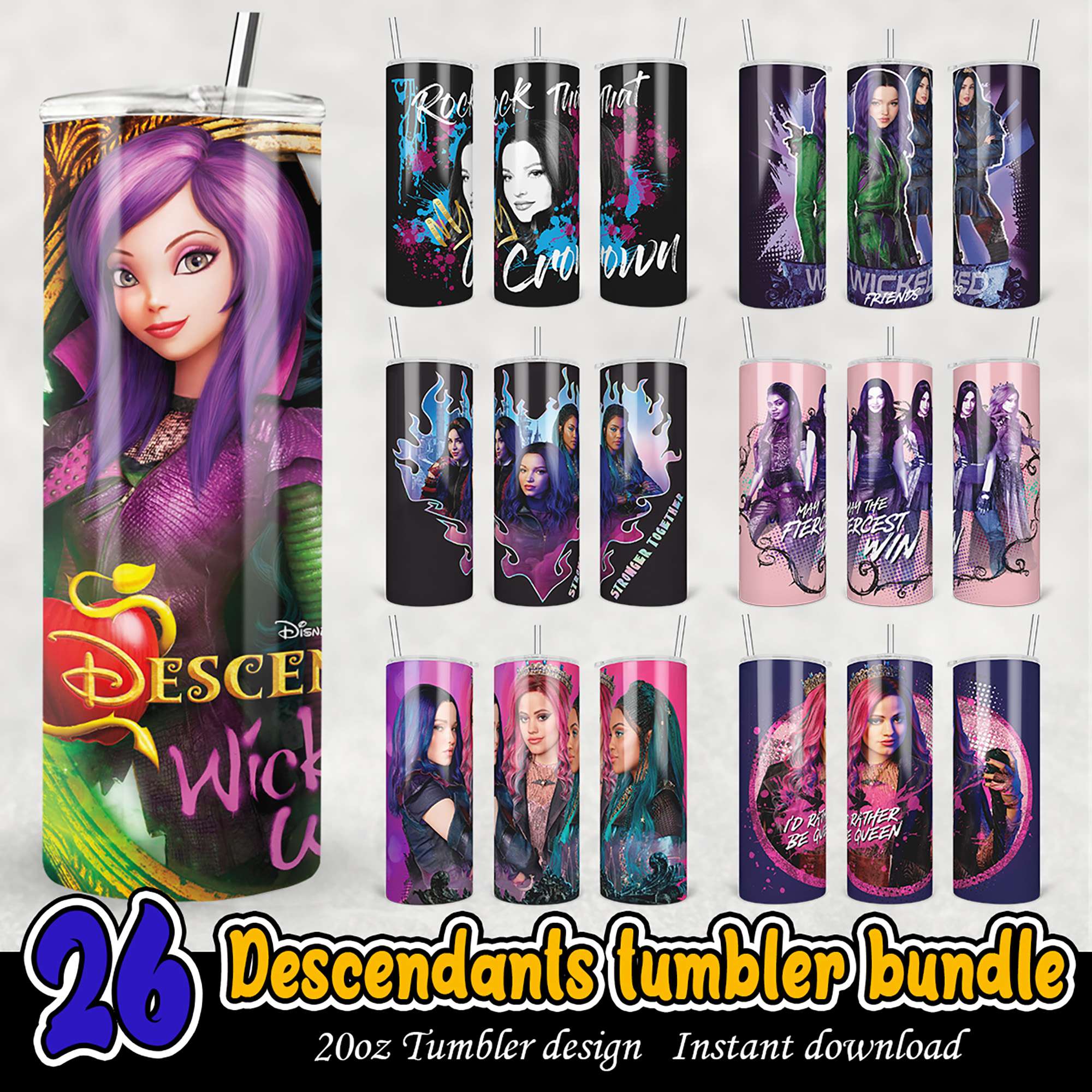 Descendants Tumbler Bundle PNG 20oz Designs – svgpan