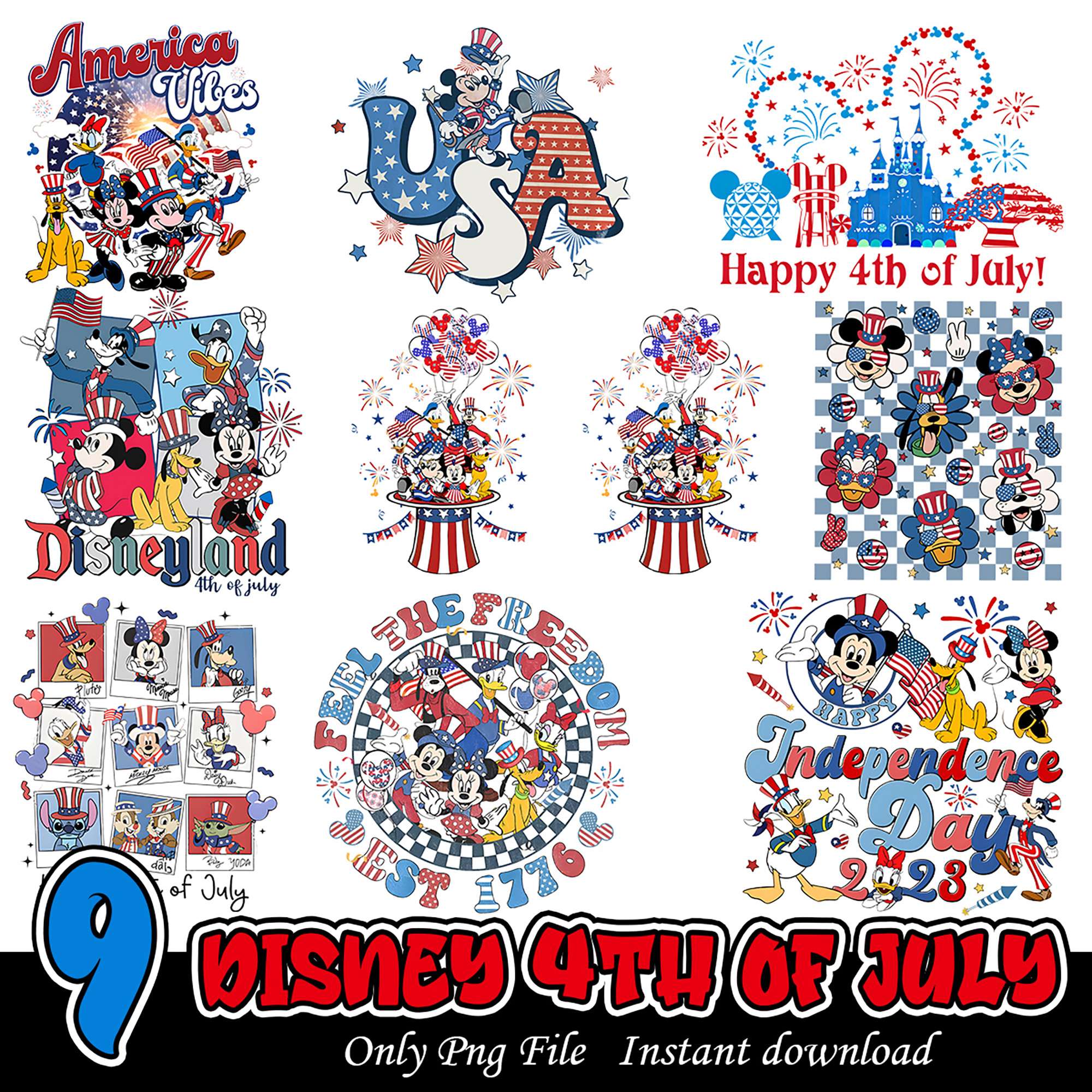 Disney 4th of July Bundle with Mickey and Friends PNGs – svgpan