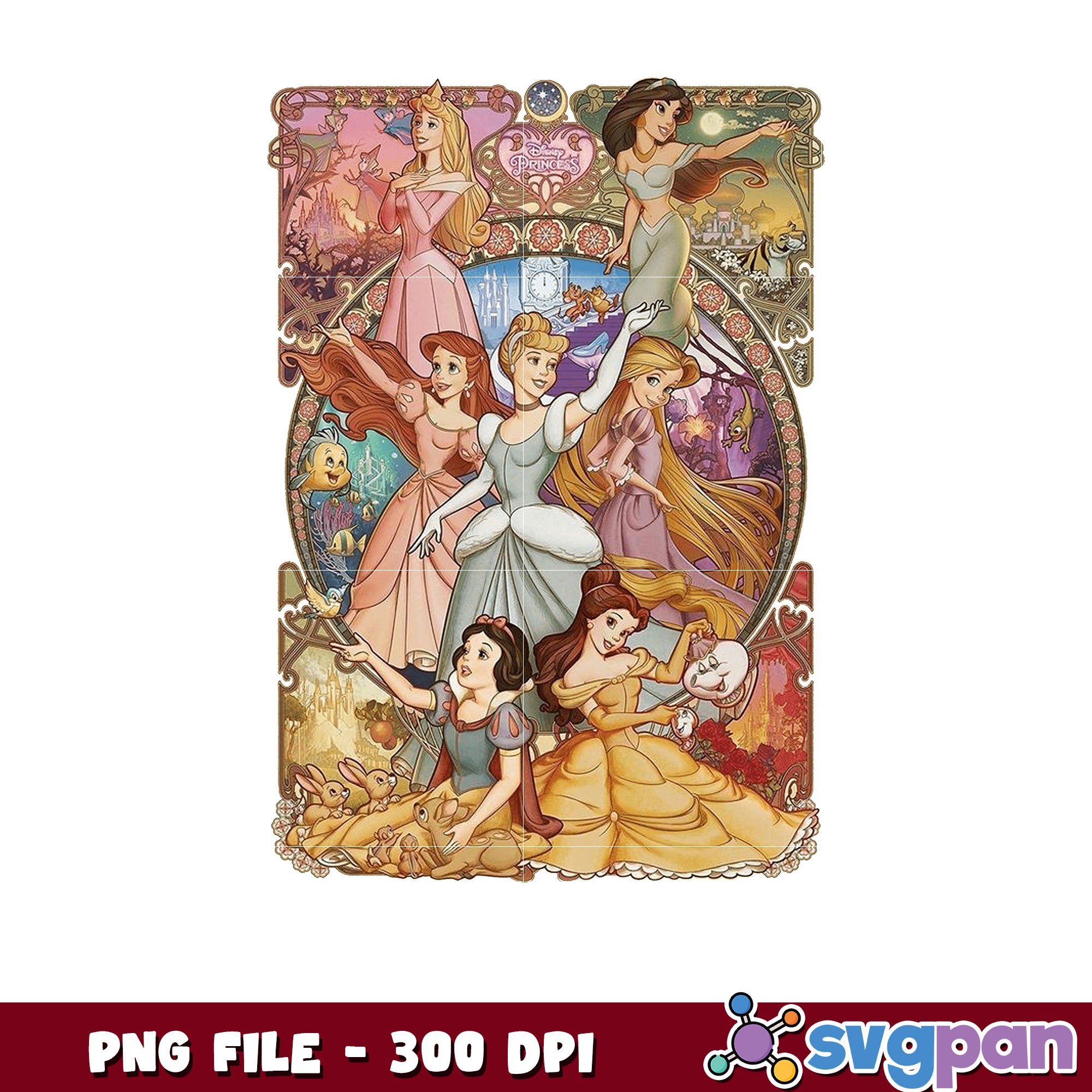 Disney Princesses Art Print PNG – svgpan