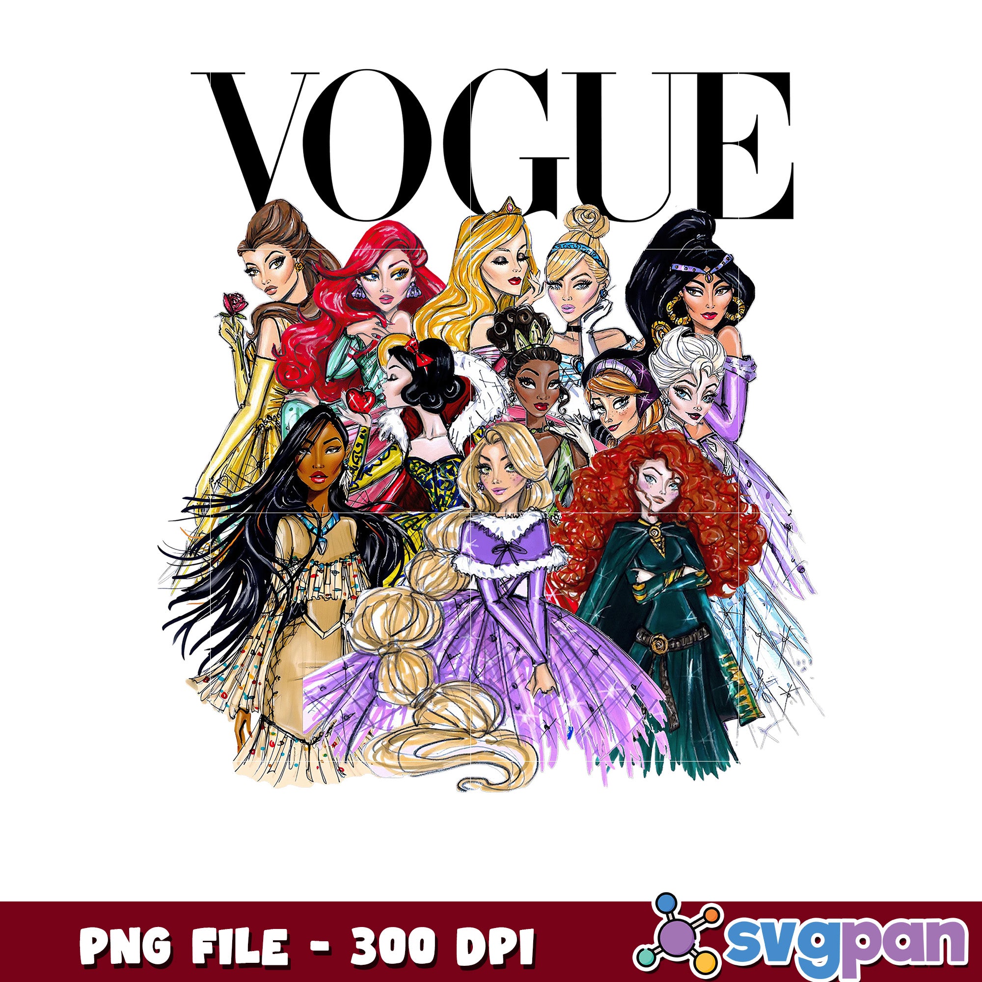 Disney Princesses Vogue Fashion PNG – svgpan