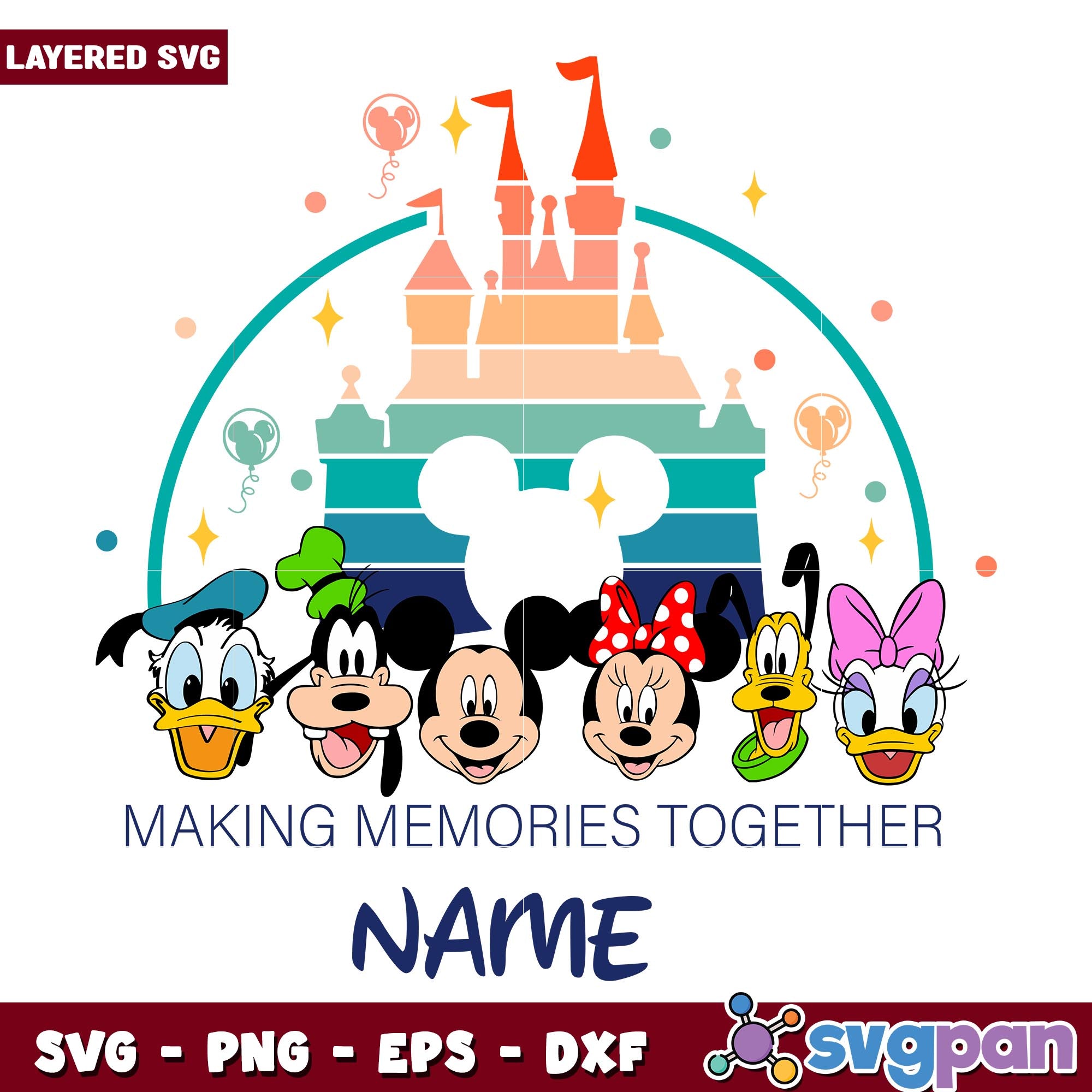 Disney Making Memories Together name svg, Disney characters svg, Digit ...