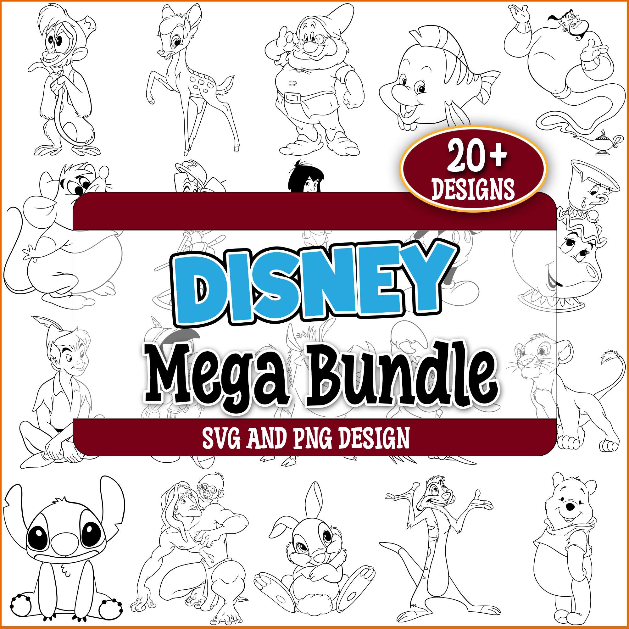 Disney world sketch svg bundle, disney tickets svg, disney princesses ...