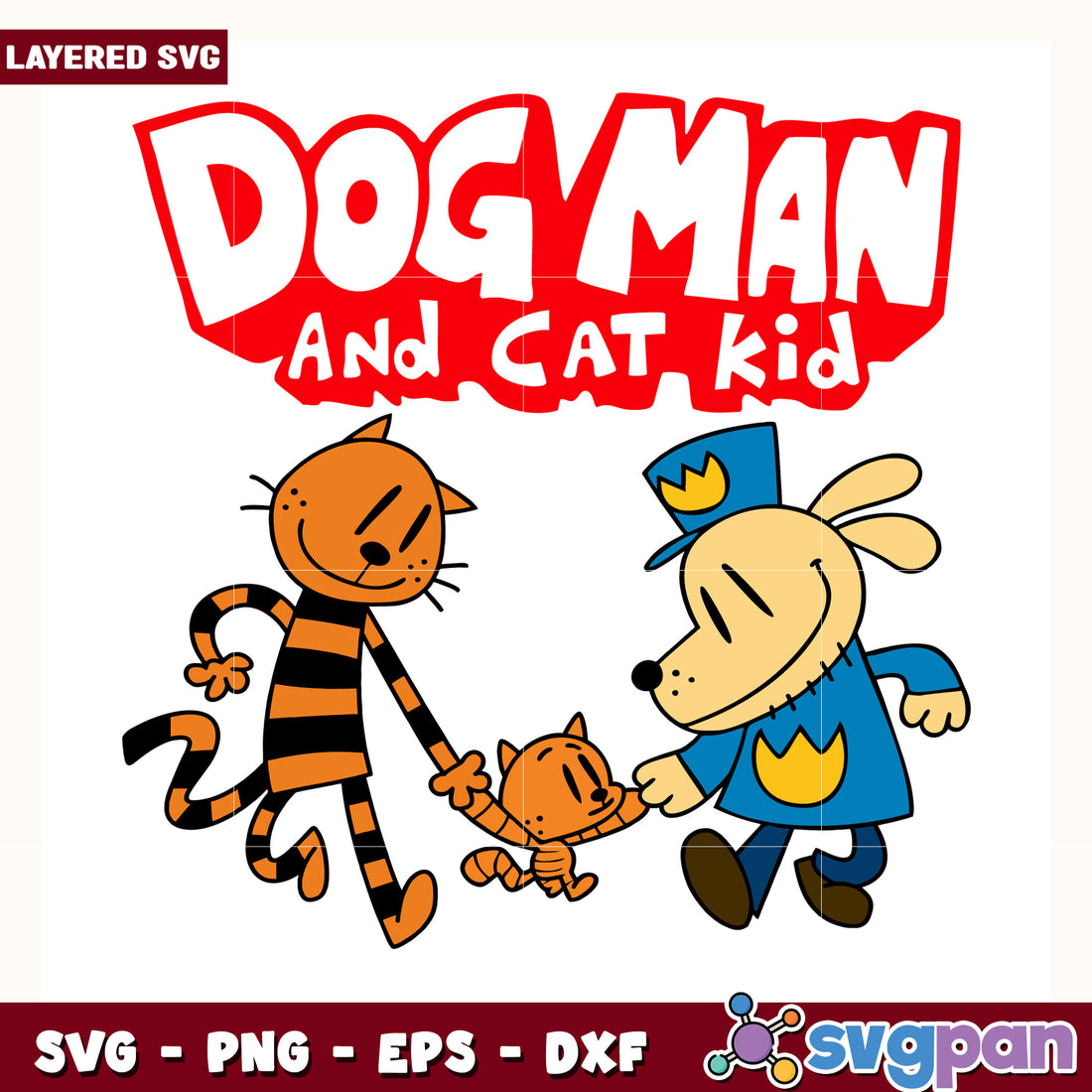 Dog man and cat kid svg, dog man comic svg, pilkey universe characters ...