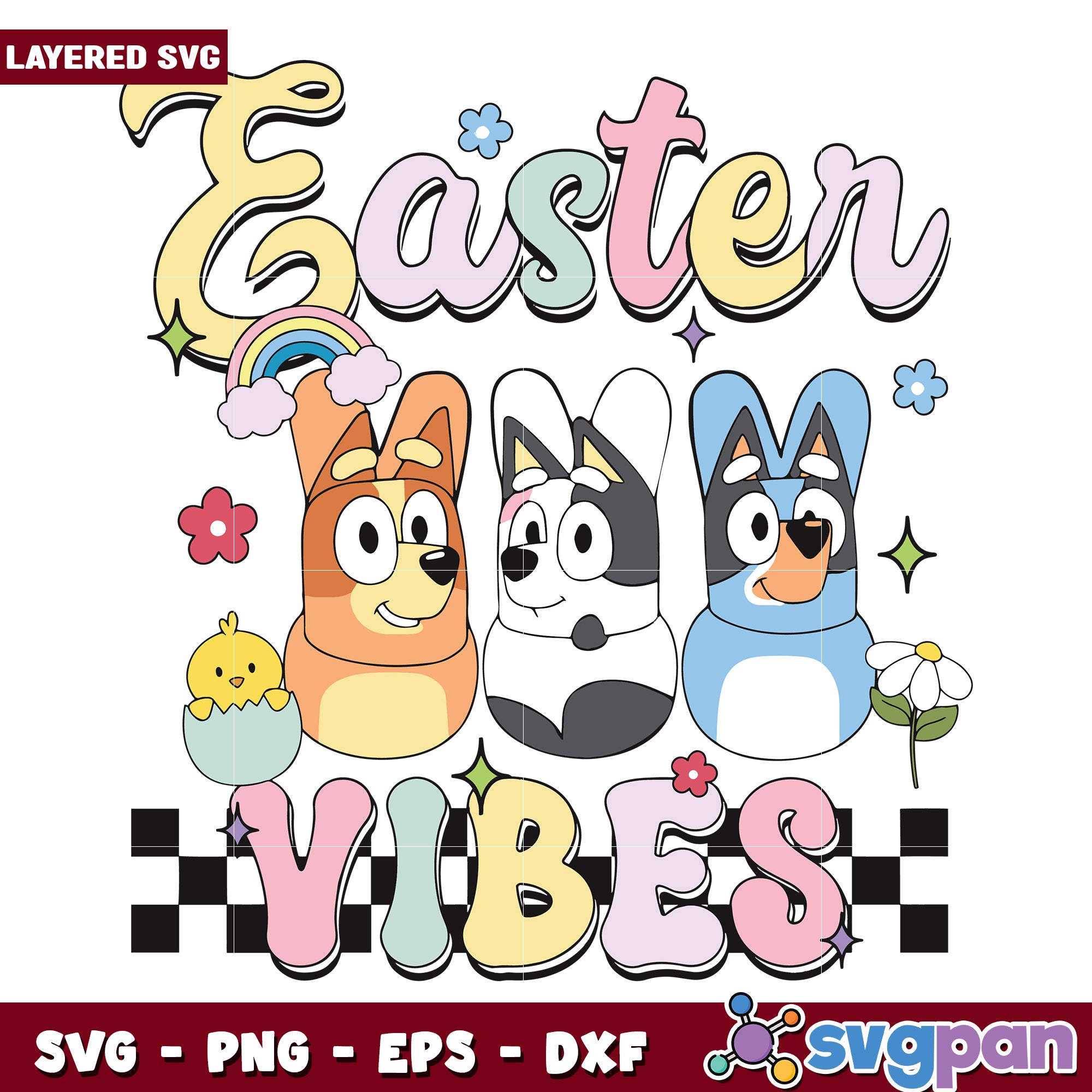 Easter Vibes Colorful Corgis Cute SVG Graphic Design File – svgpan