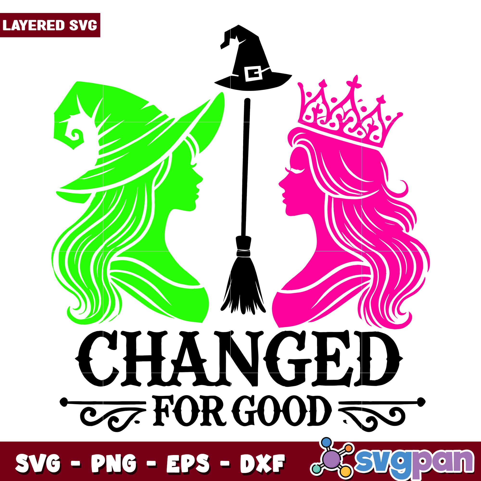 Elphaba and glinda changed for good design svg, wicked movie svg, good ...