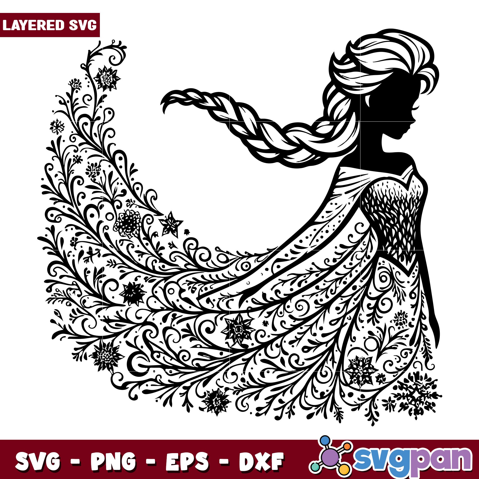 Elsa Silhouette SVG Floral Design – svgpan