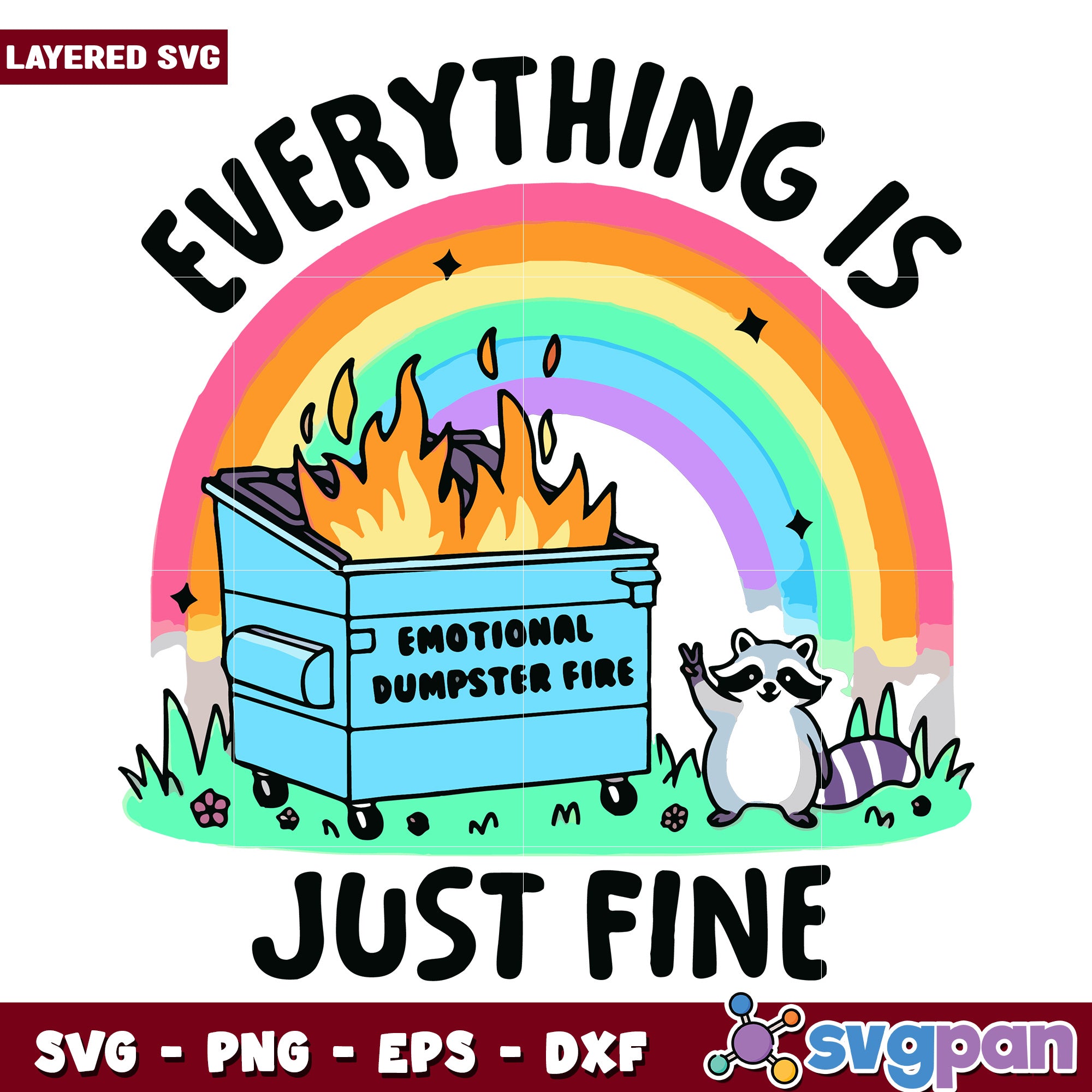 Everything is just fine svg, sarcastic calm quote svg, funny denial de ...