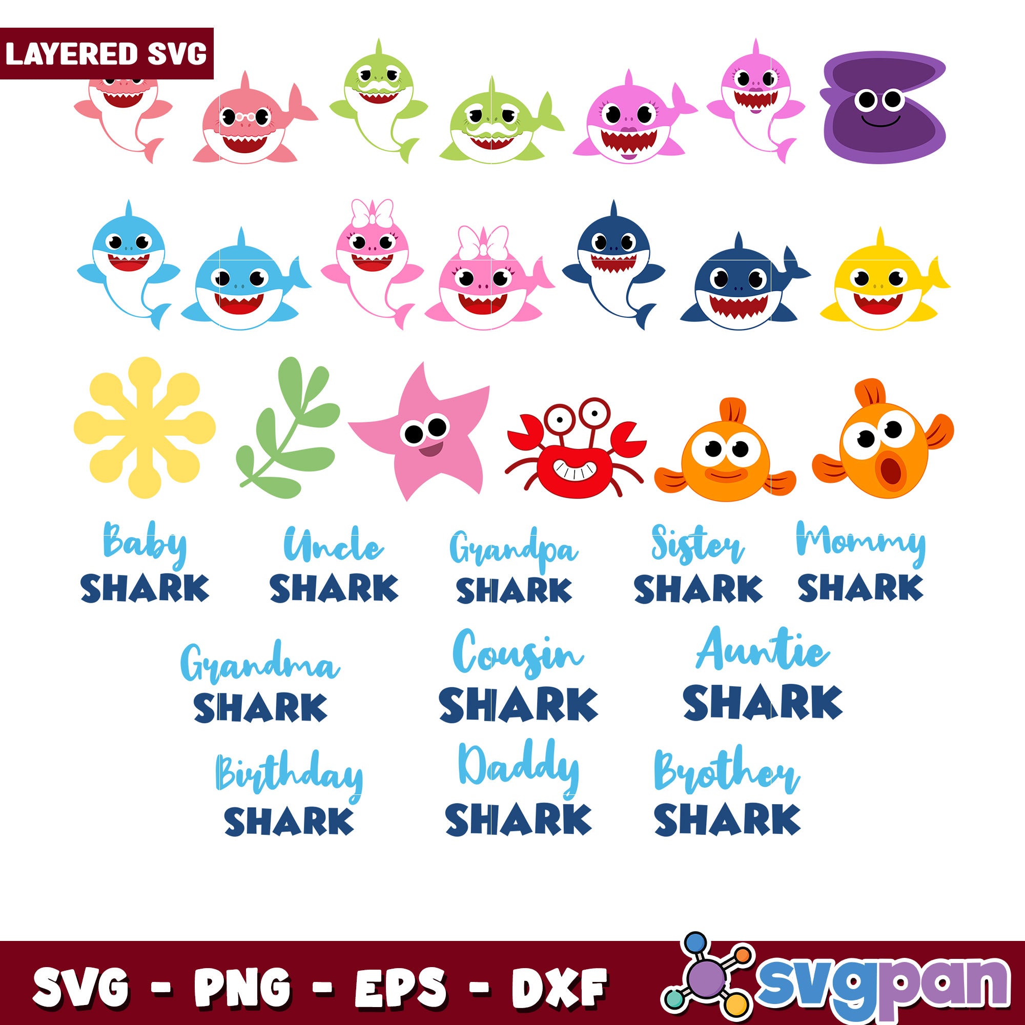 Family Shark Bundle SVG Fun for Kids Crafts – svgpan