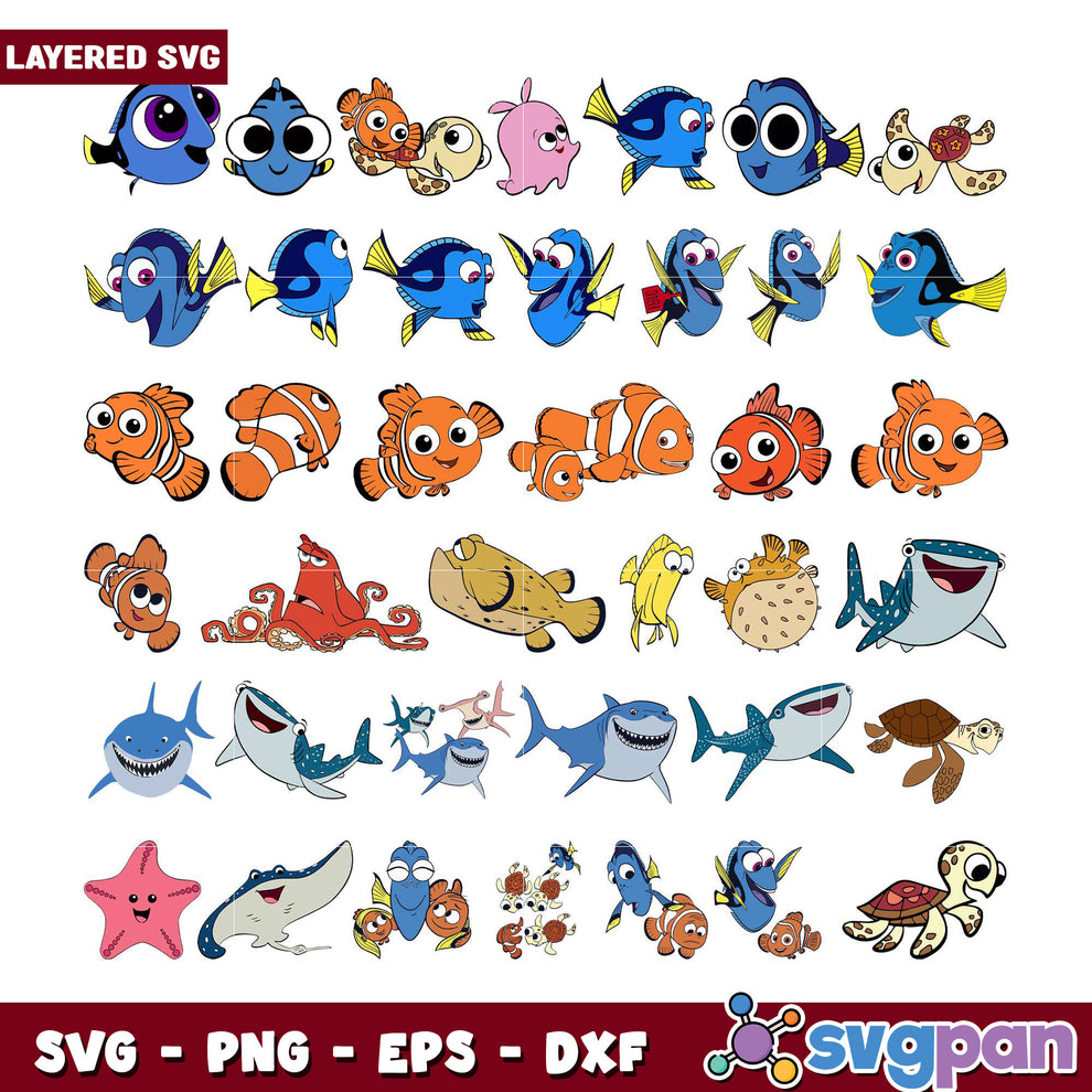 Finding Nemo SVG Bundle Layered Fish Designs – svgpan