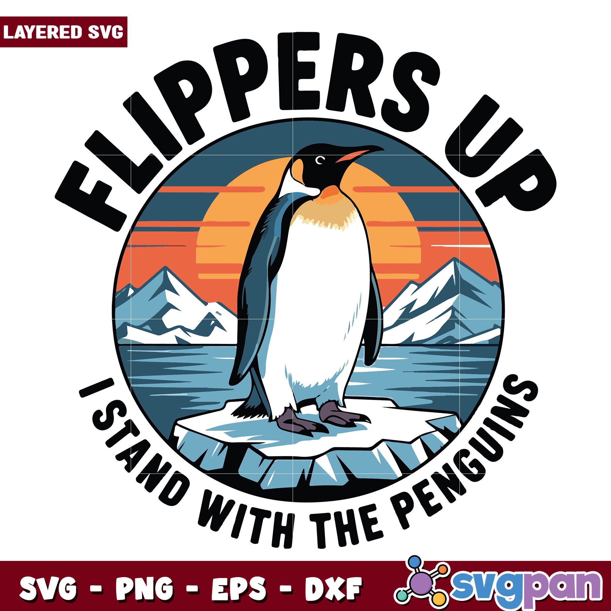 Flippers up i stand with the penguins svg, funny quotes svg, penguin s ...