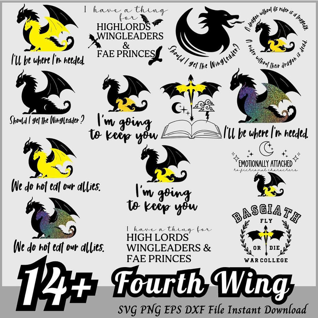 Fourth Wing Dragon SVG Bundle – svgpan