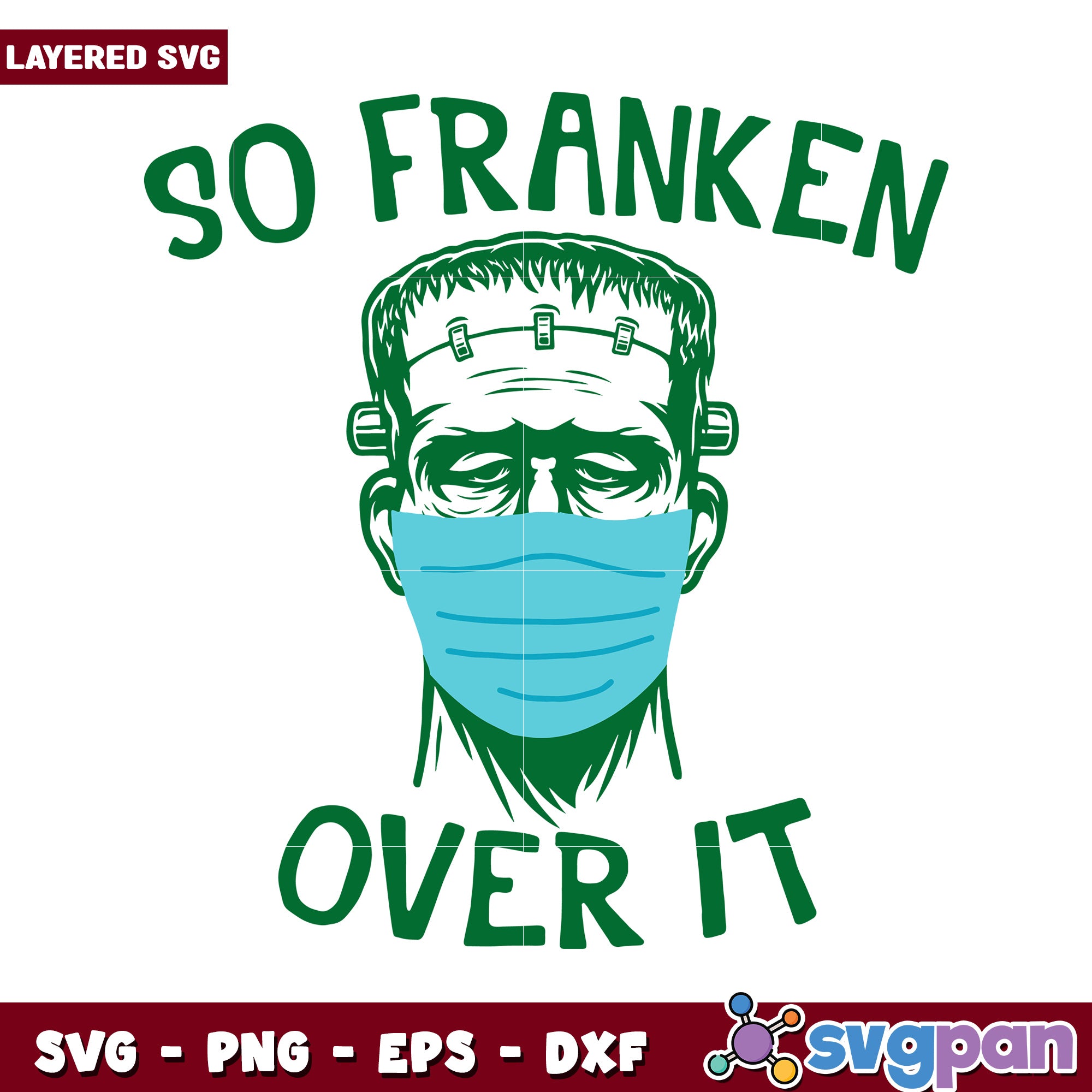 Frankenstein Mask Design for Halloween, Perfect for SVG Projects – svgpan