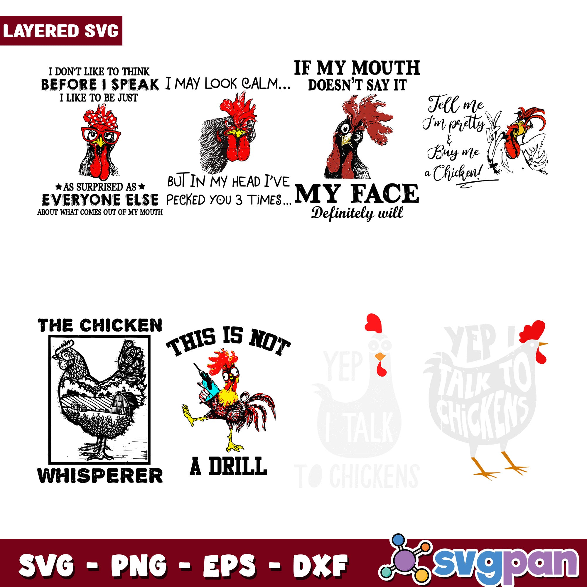 Funny Chicken Quotes SVG Bundle for Crafting Projects – svgpan