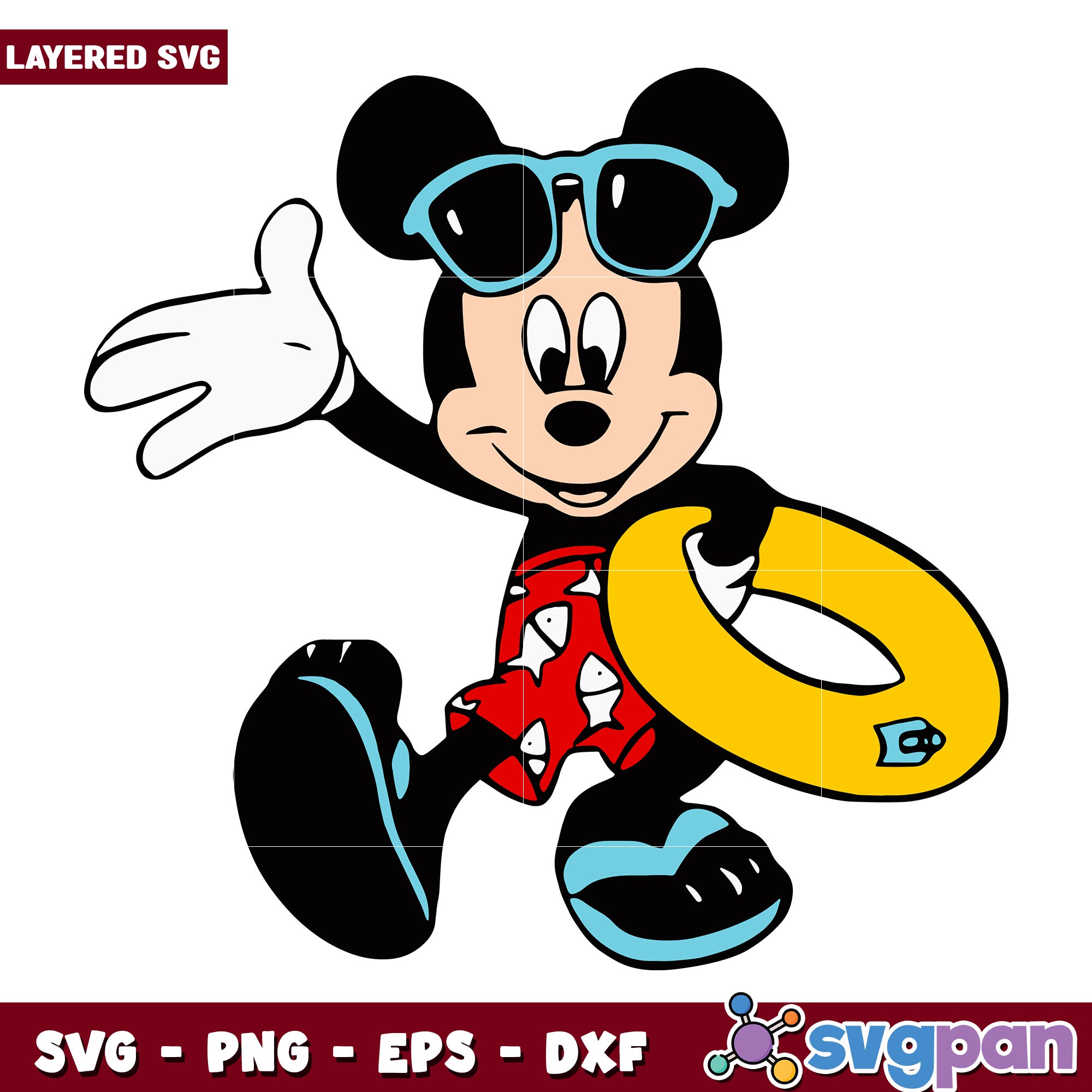 Funny mickey in the beach with the swimming bouy svg, disney character ...