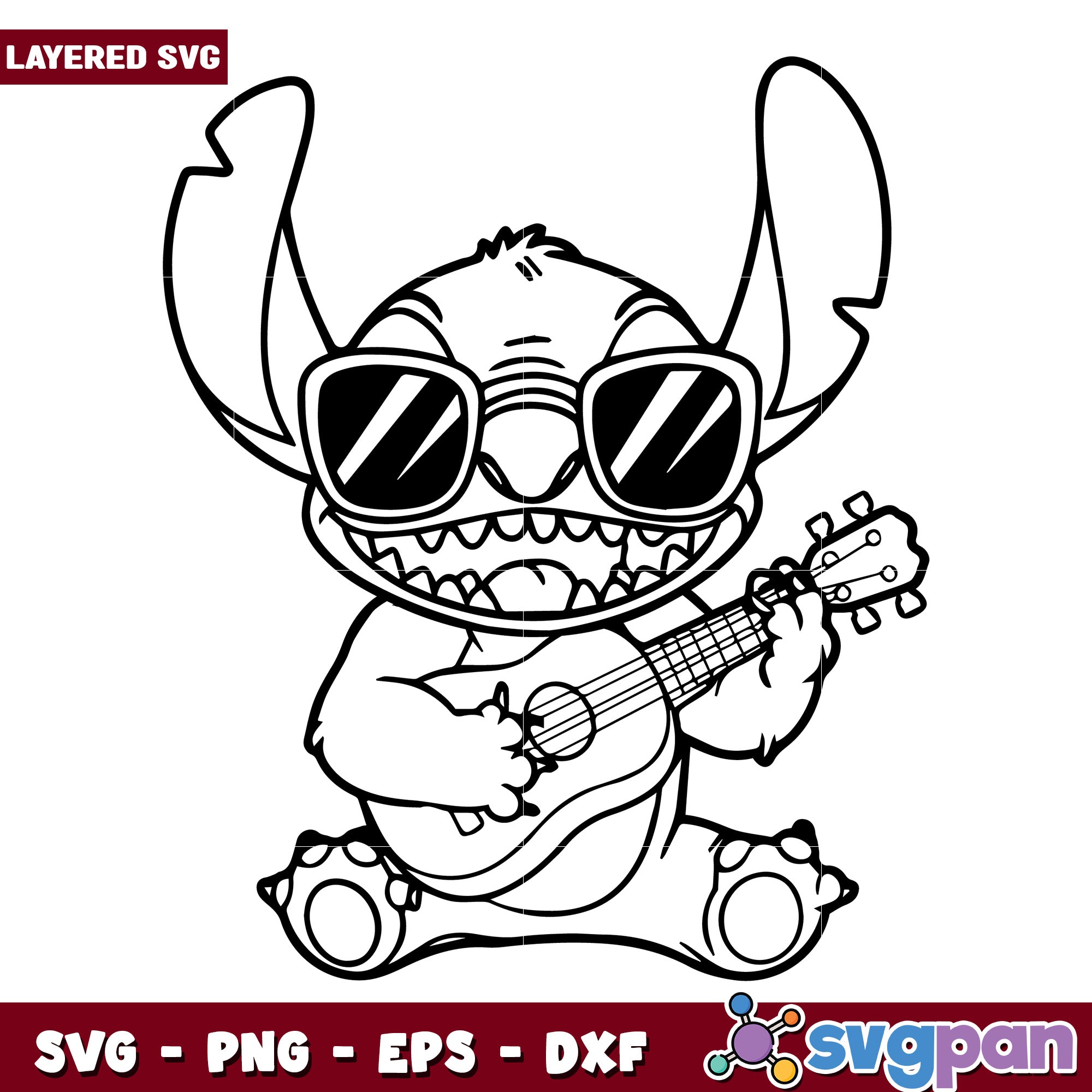 Funny stitch playing the guitar svg, cute stitch svg, lilo and stitch ...