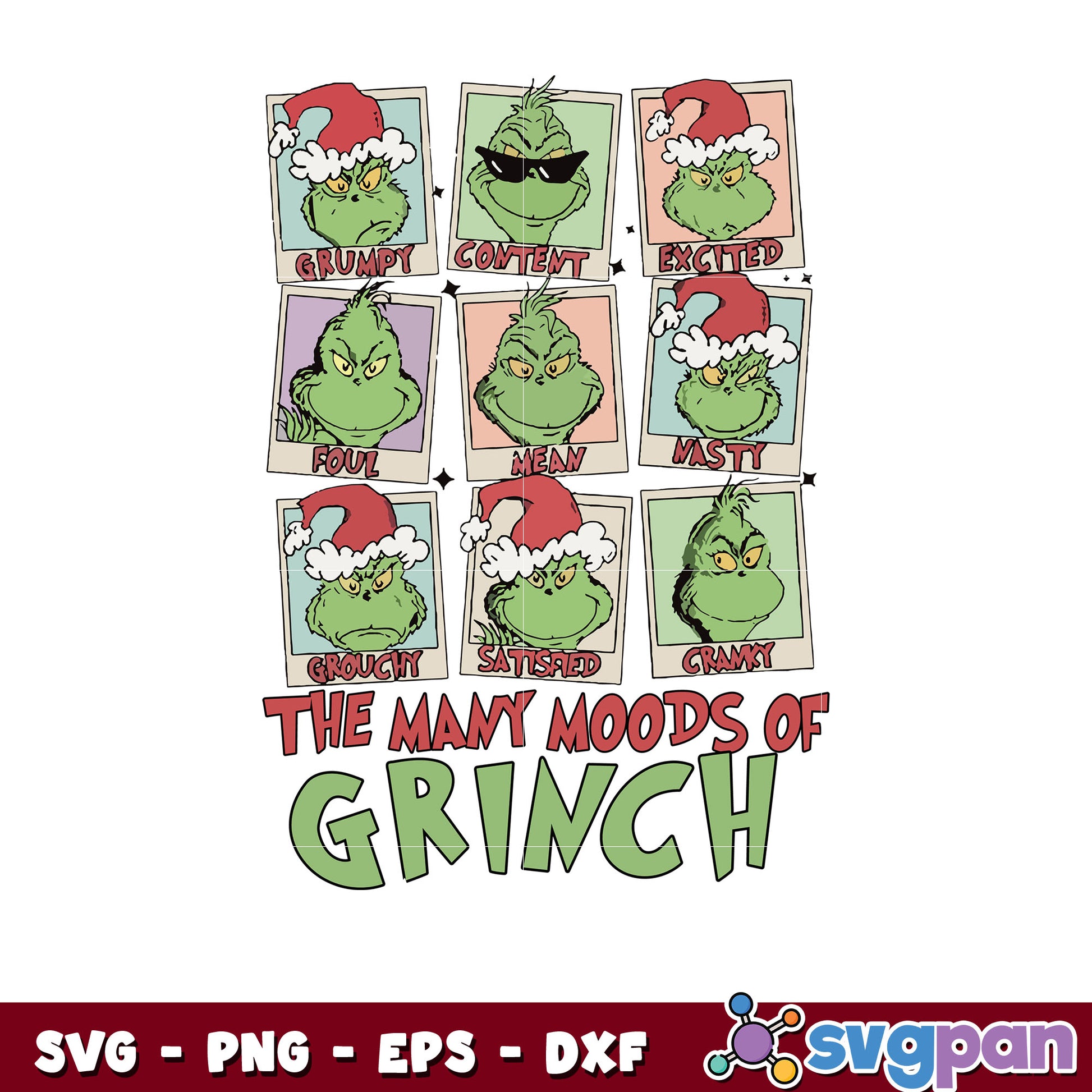 Funny the many Moods Of grinch svg, grinch christmas svg – svgpan
