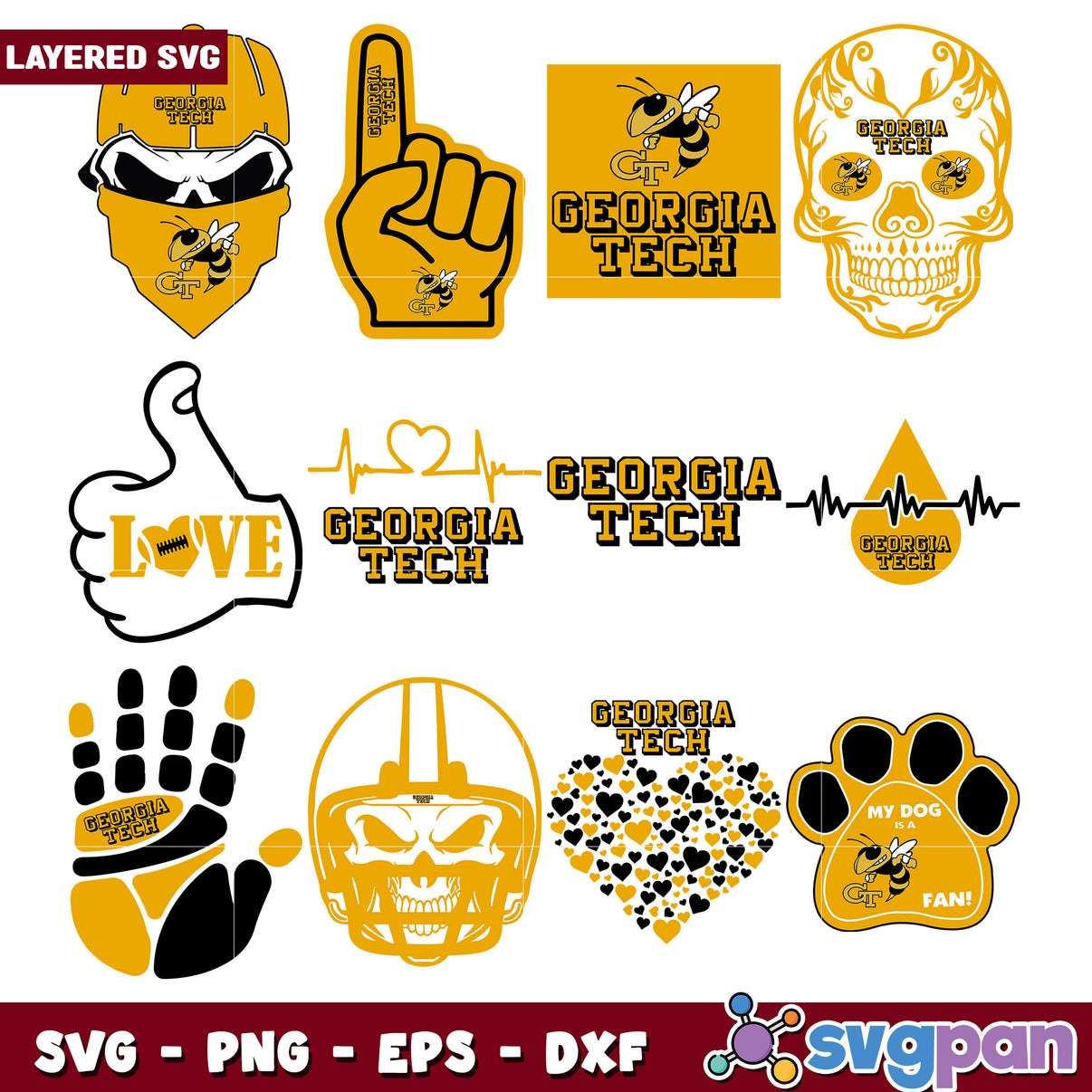 Georgia Tech SVG Bundle Layered Designs – svgpan