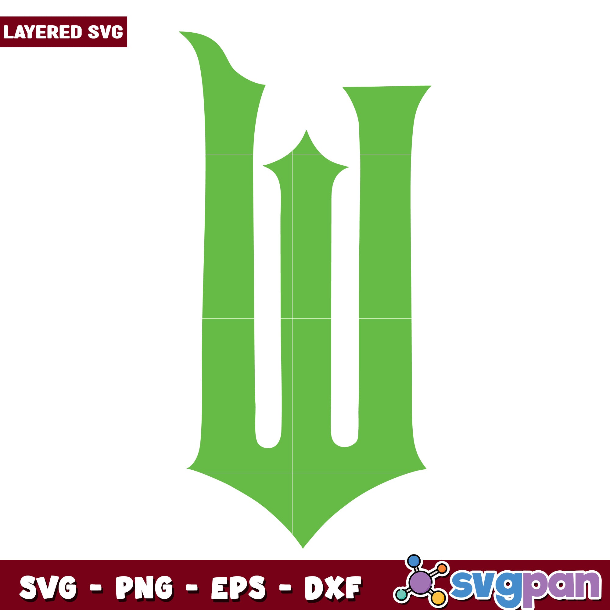 Green Gothic Letter W SVG – svgpan