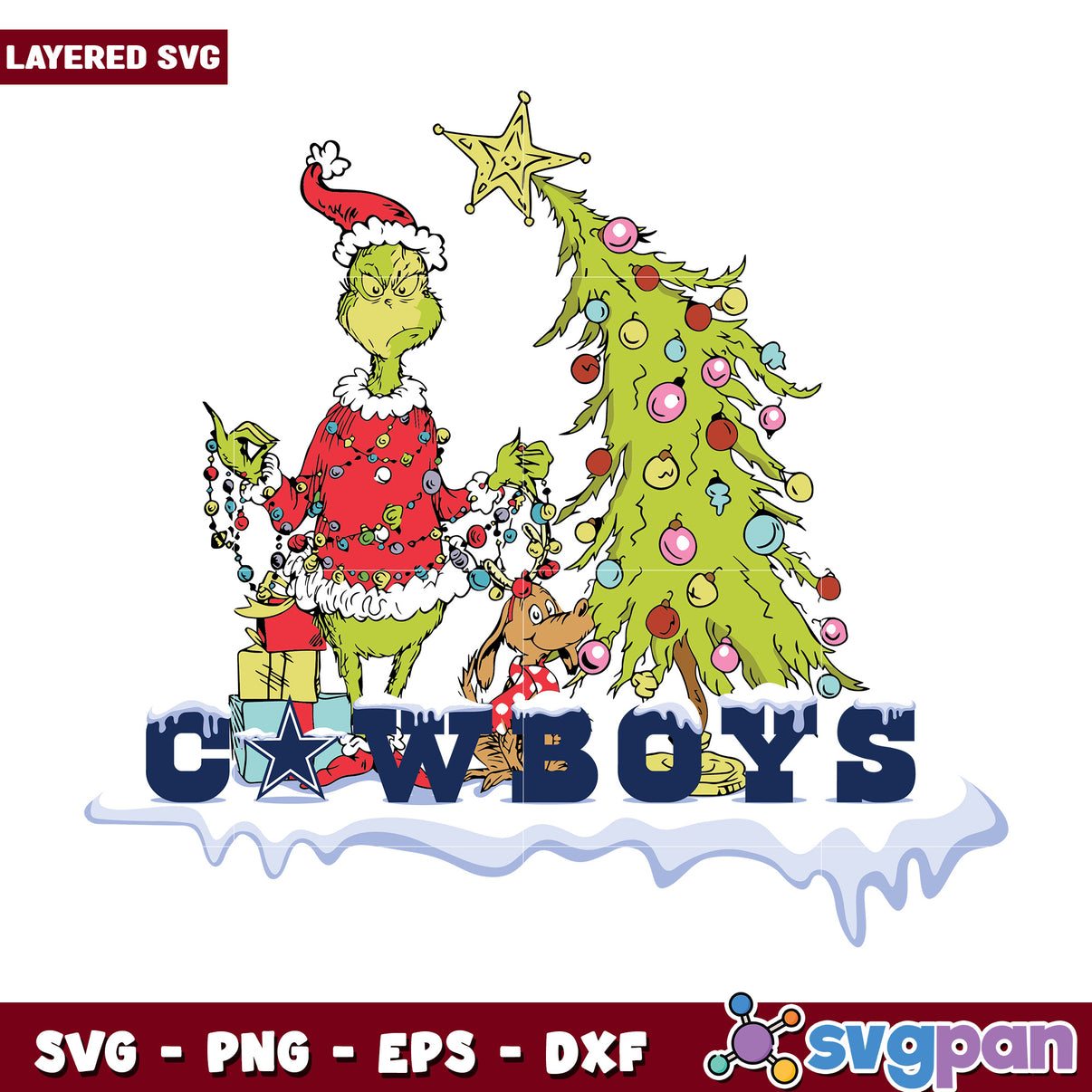 Grinch And Max Christmas Tree Dallas Cowboys svg, christmas cookies sv ...