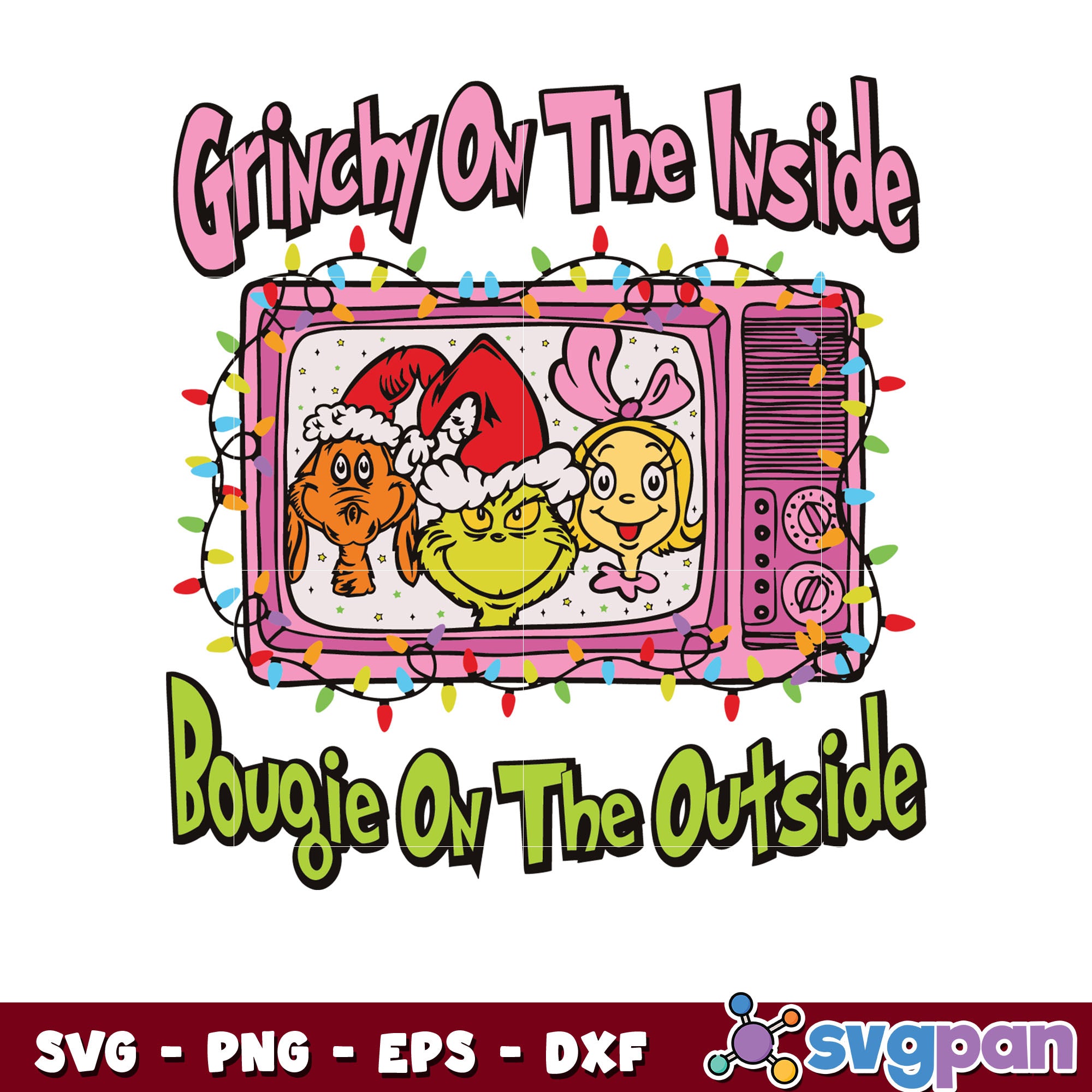 Grinchmas grinchy on the inside svg, pink christmas lights svg – svgpan