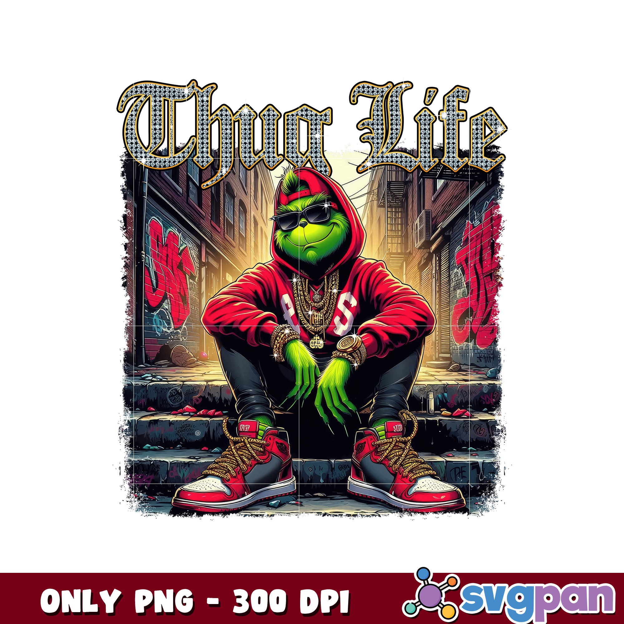 Grinch thug life design christmas png, christmas grinch png – svgpan