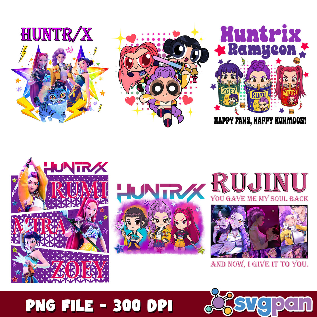 Happy fans happy honmoon png bundle, huntrix rameyon png, huntrix kpop ...