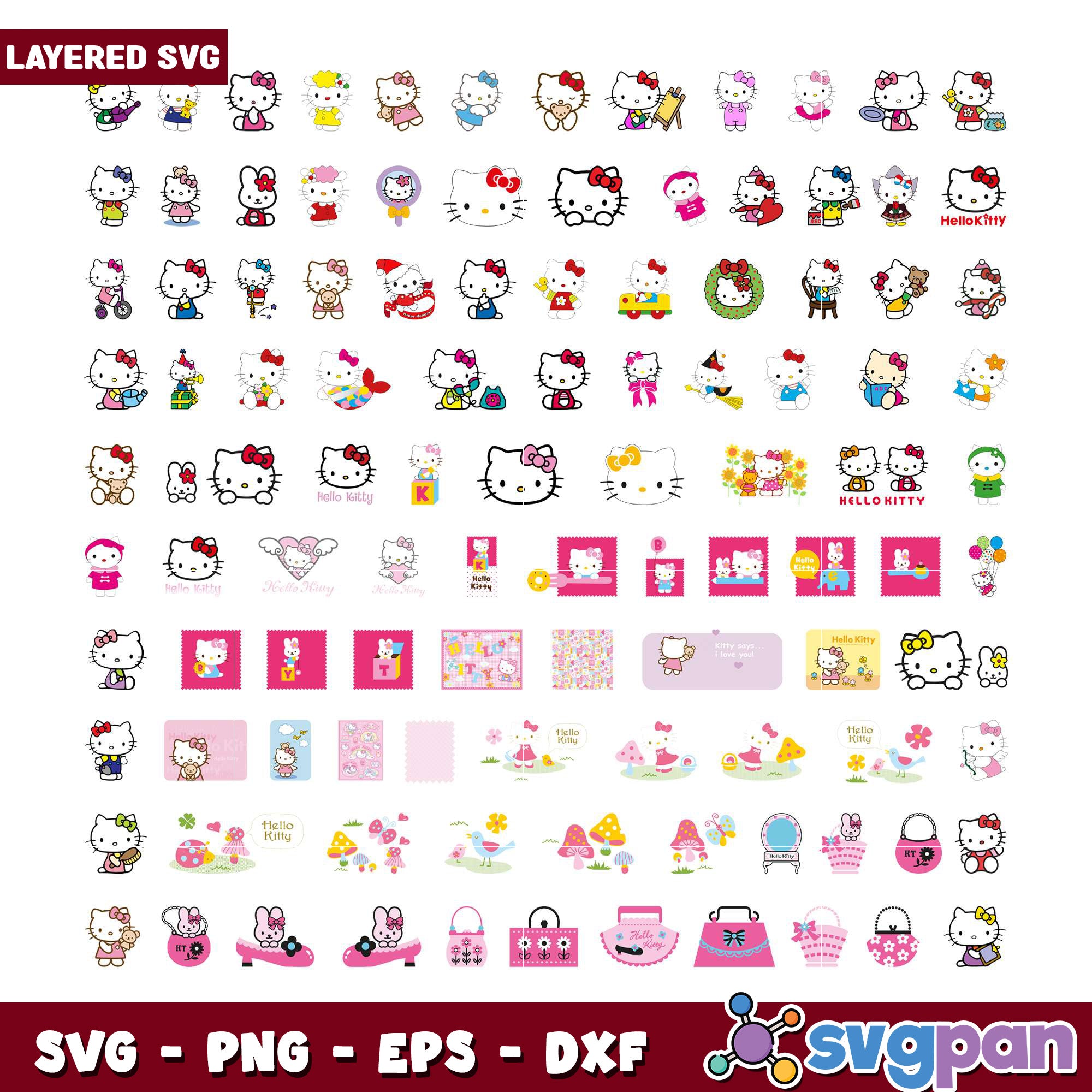 Hello Kitty SVG Bundle Layered Designs – svgpan