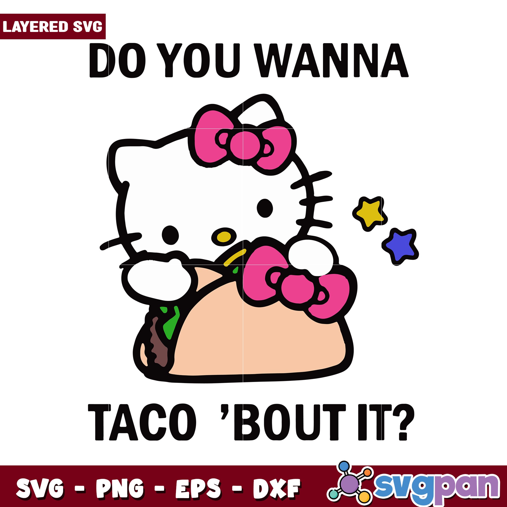 Hello Kitty Taco SVG, fun digital design for crafts projects – svgpan