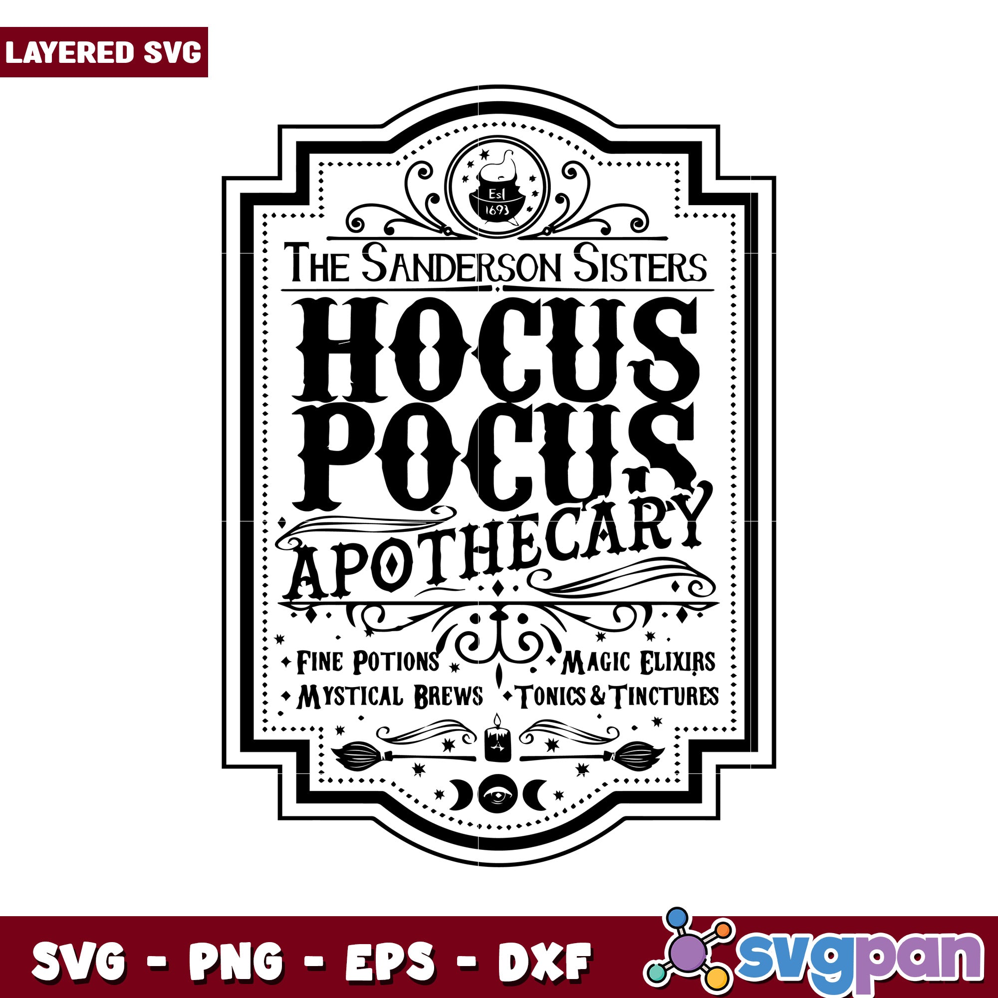 Hocus Pocus Apothecary Sign SVG Design, Magical Potions and Elixirs ...