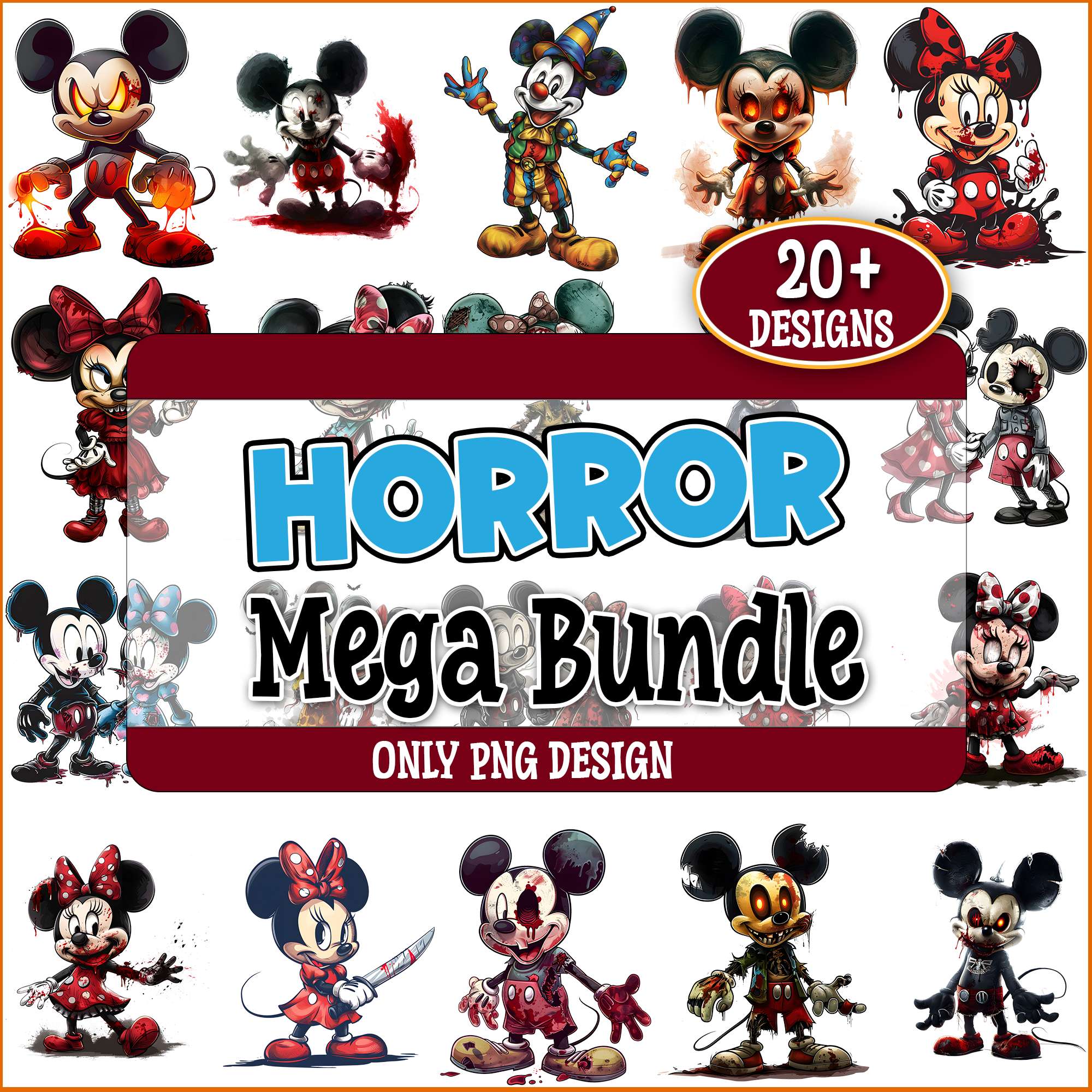 Horror mickey mouse edition png bundle, horror movies png, mickey mous ...