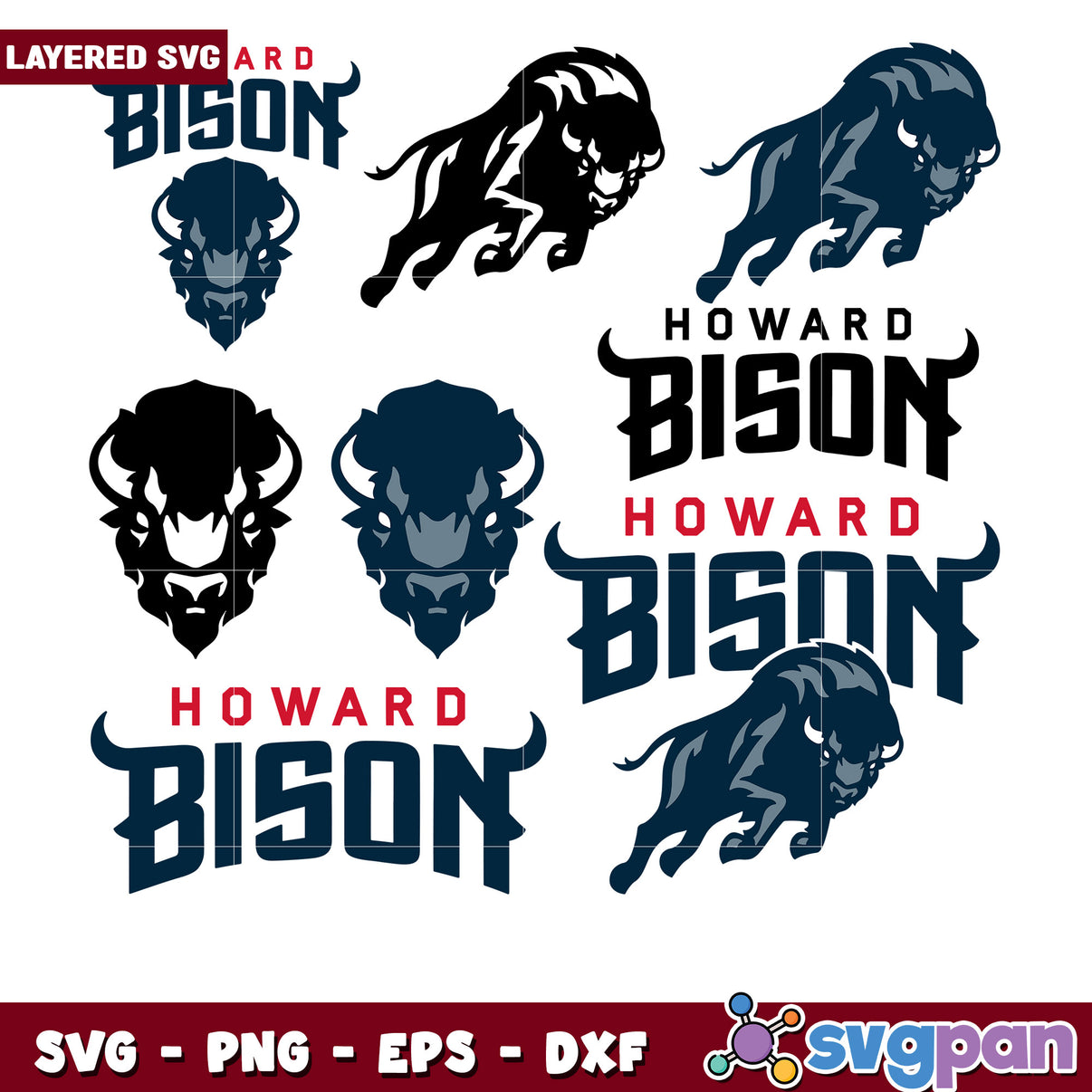 Howard Bison SVG Bundle Layered Designs – svgpan