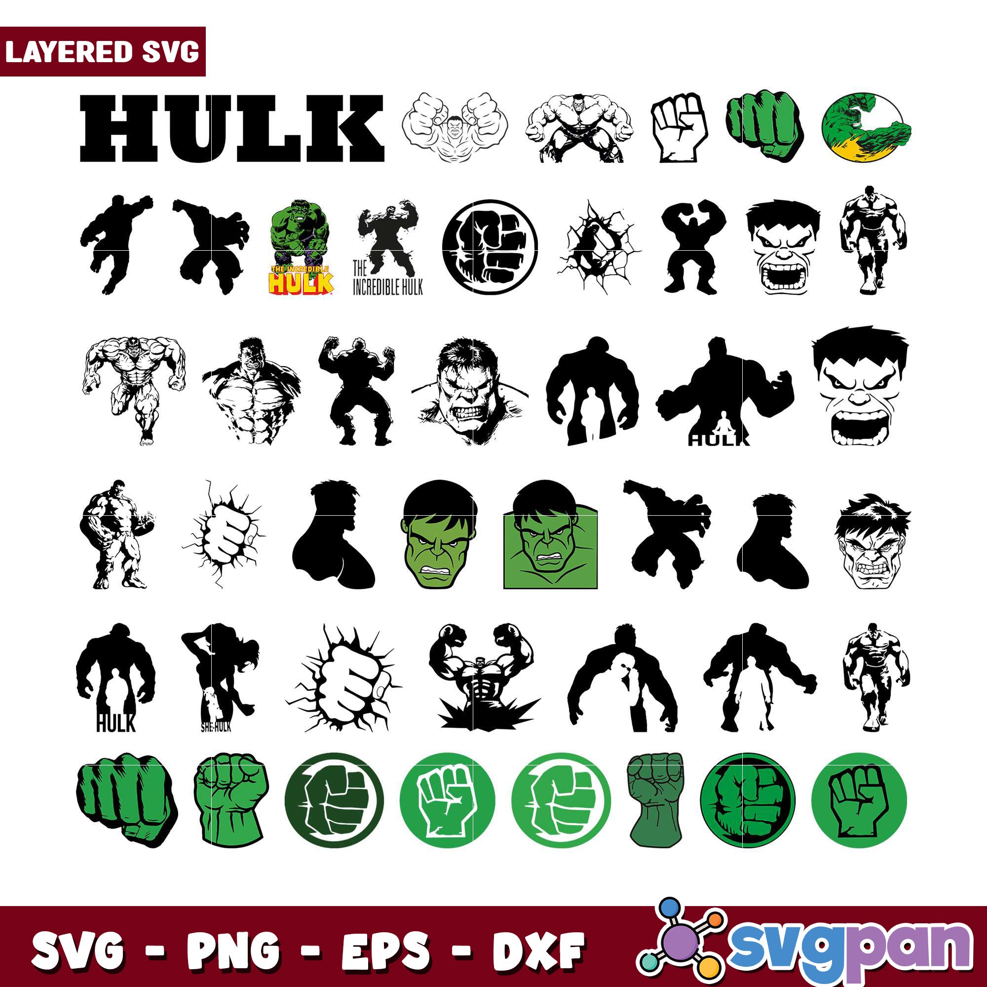 Hulk SVG Bundle 30 Layered Designs – svgpan