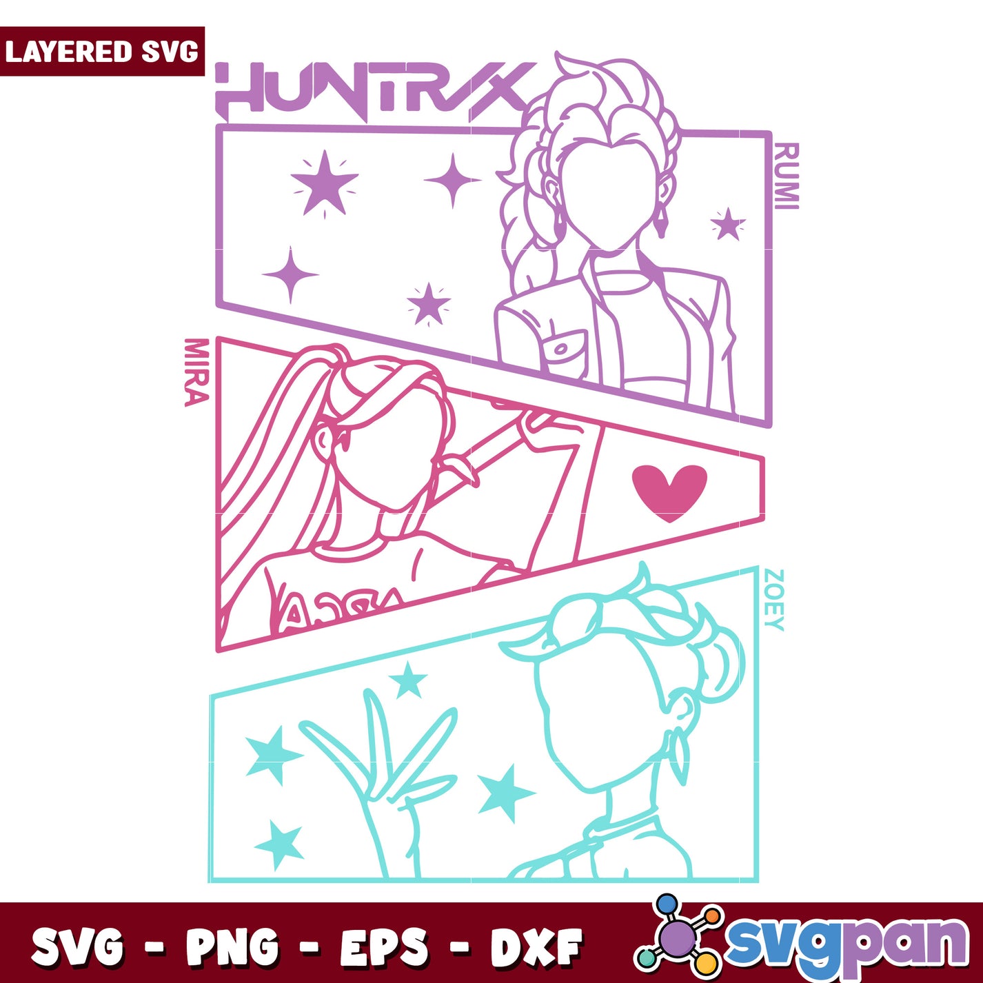 Huntrix girls svg, kpop netflix svg, huntrix netflix svg – svgpan