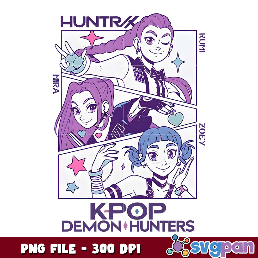 Huntrix kpop demon hunters design png, kpop demon hunters png, kpop ca ...