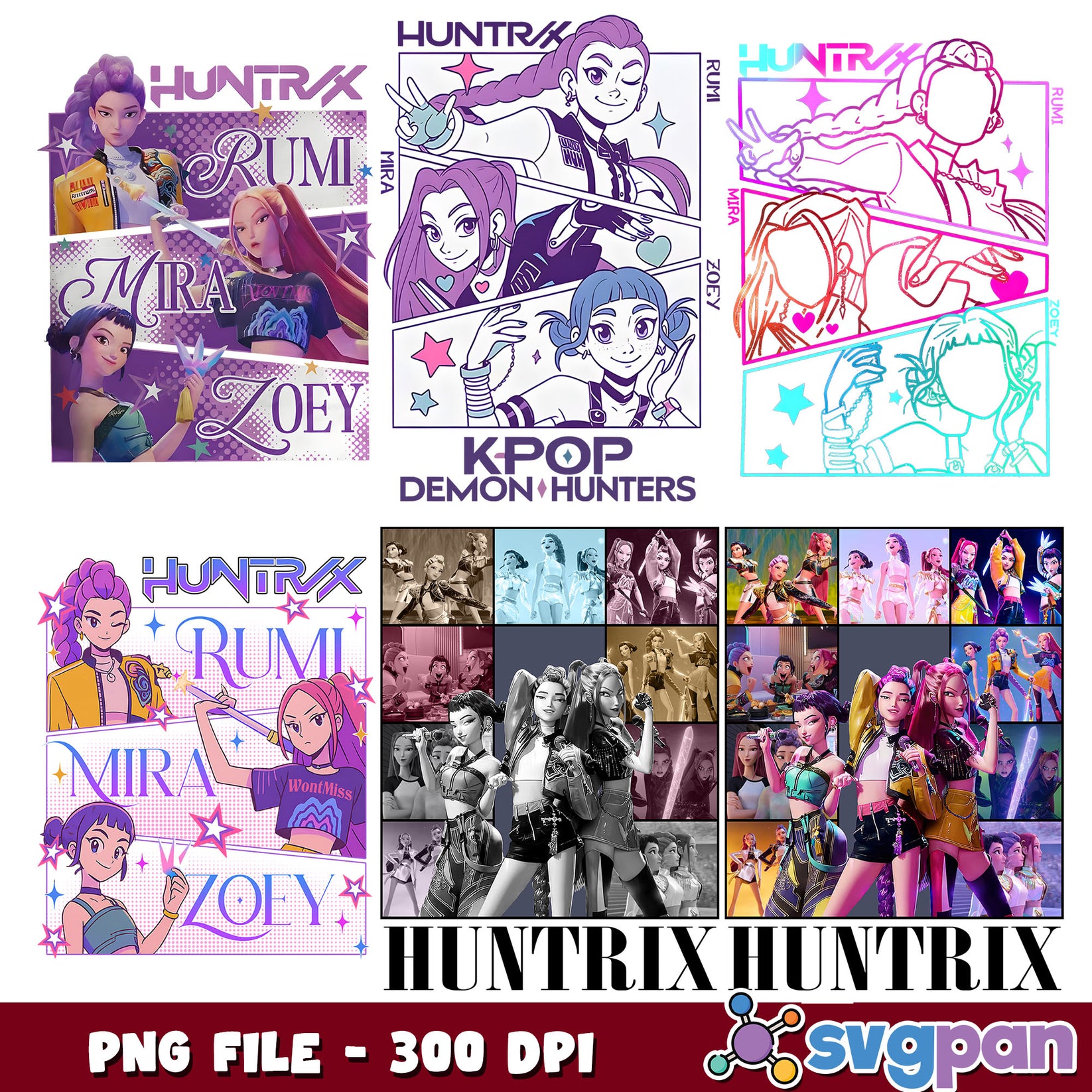 Huntrix logo band png bundle, huntrix member png, huntrix logo png – svgpan