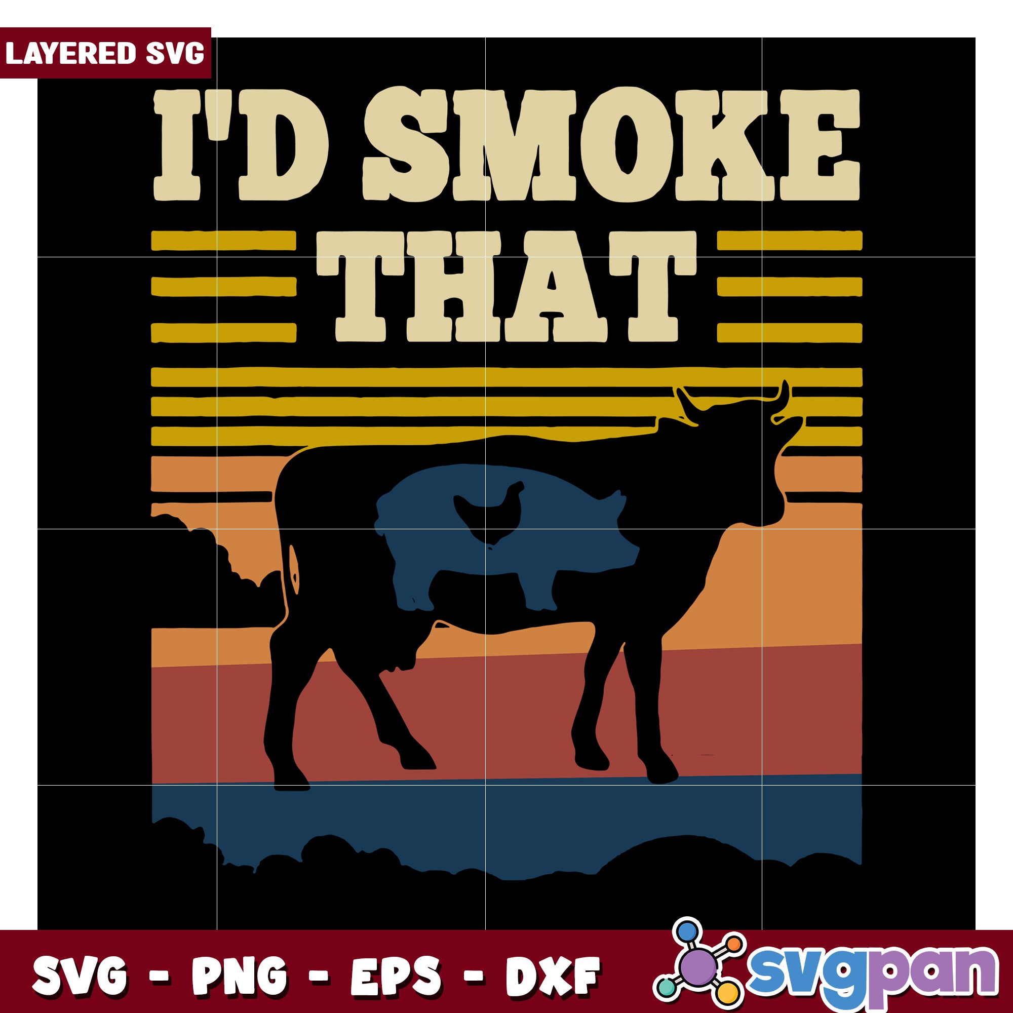 I'd Smoke That Cow Design, Perfect for BBQ Lovers and Grilling Fans ...