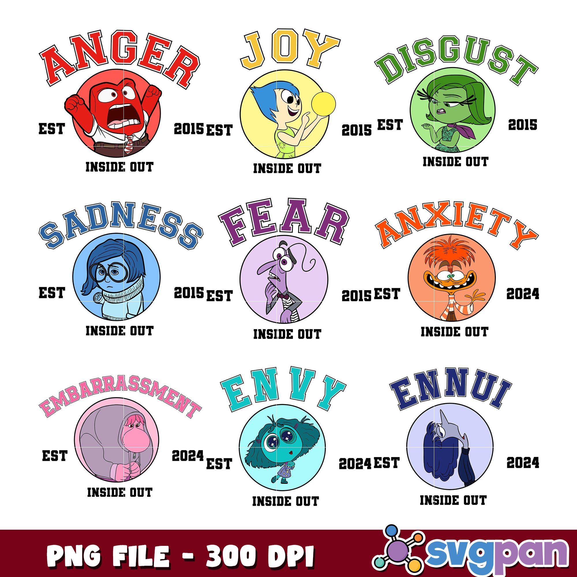 Inside Out Emotions Bundle High Quality PNG Files – svgpan