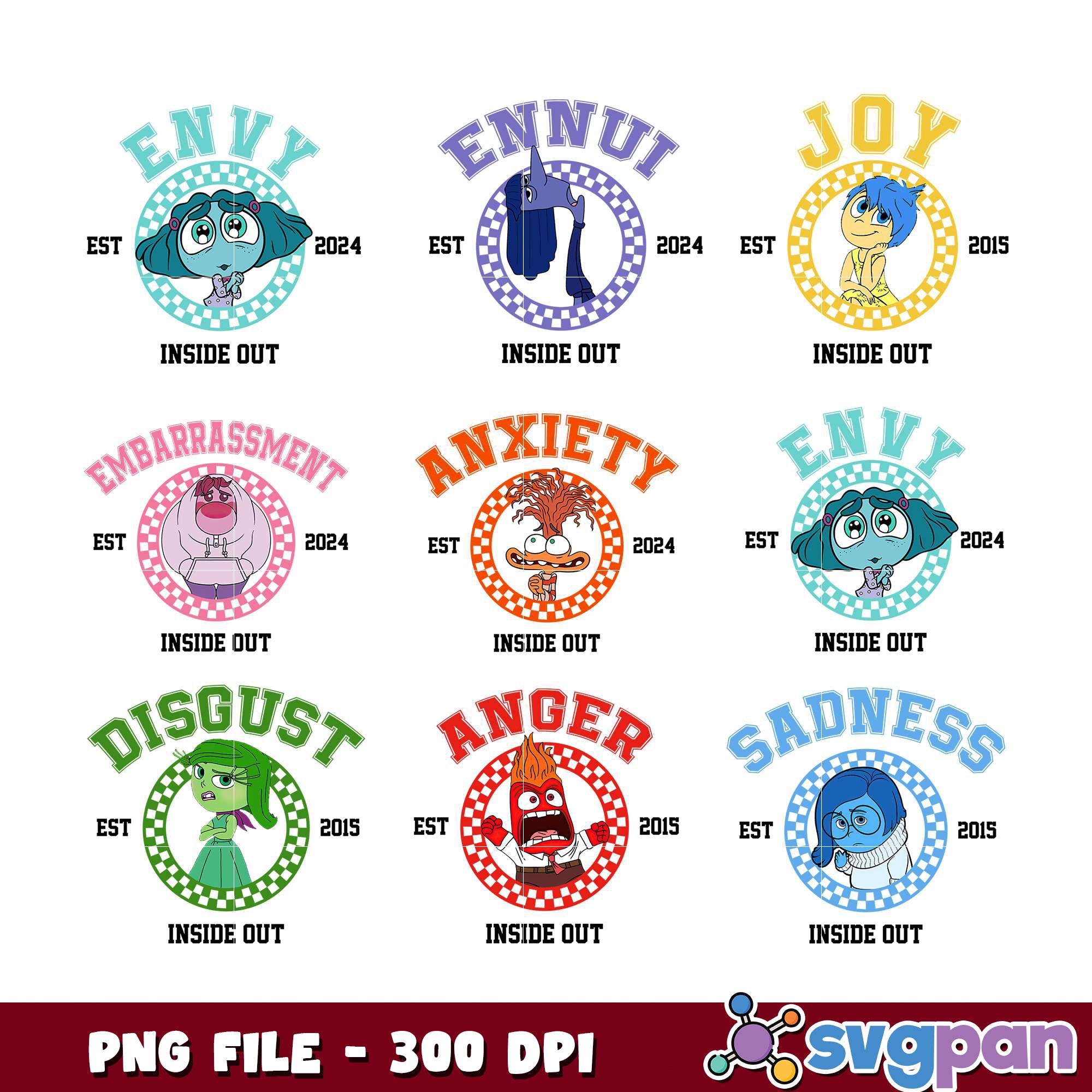 Inside Out Emotions Bundle PNG Design Collection – svgpan