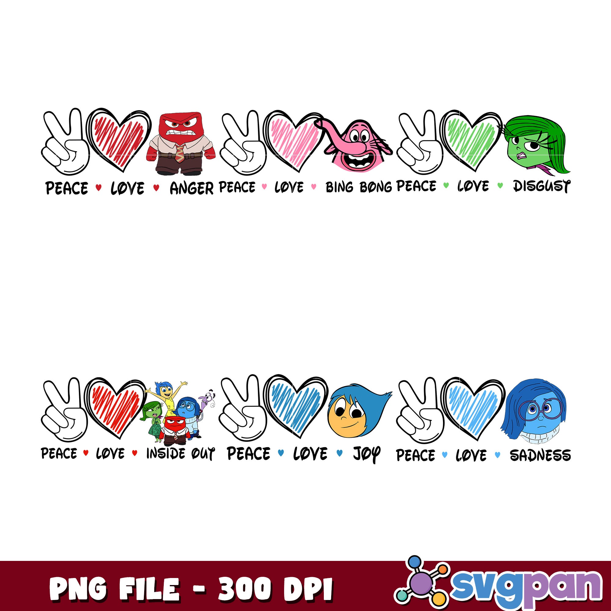 Inside Out Peace Love PNG Bundle – svgpan